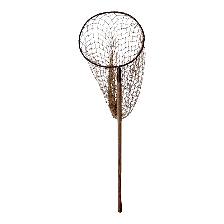 Antique Pole Fishing Net | Chairish