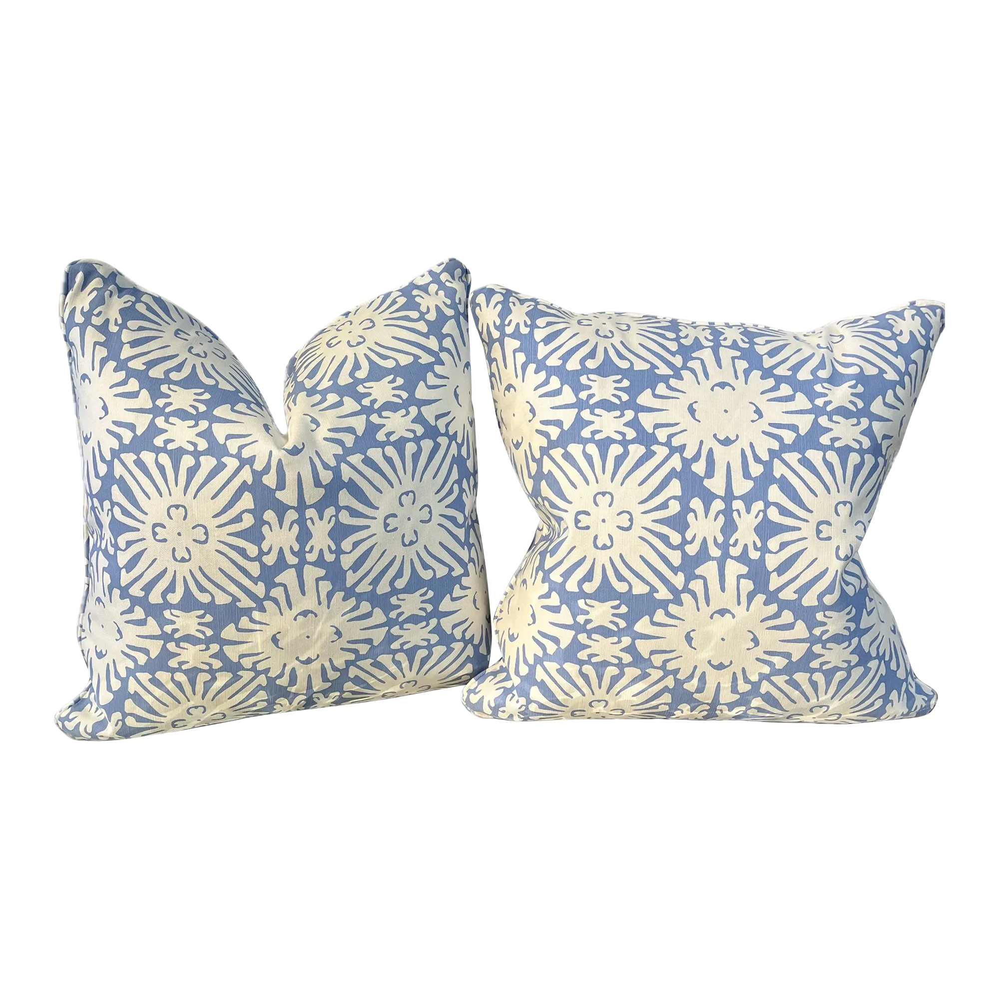 Custom China Seas Blue and White Geometric Pillows, Pair | Chairish