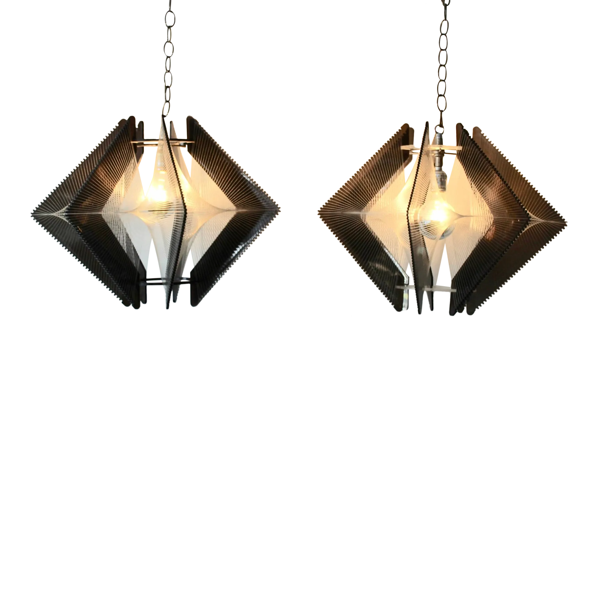 Paul Secon for Sampex Style Lucite and Nylon Pendent Lamps-A Pair ...