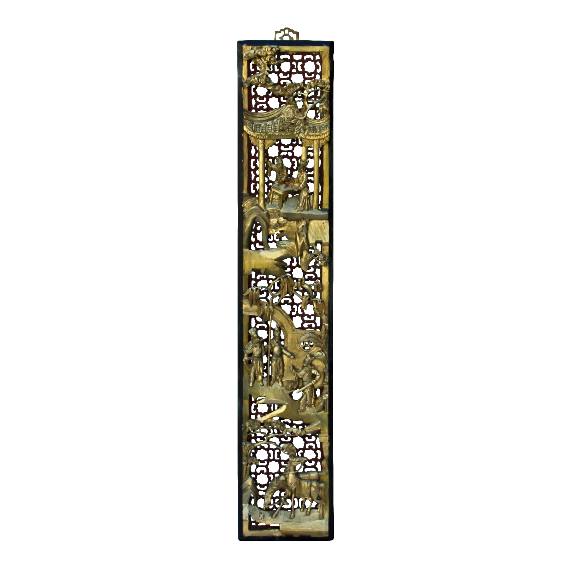 3d Golden Lacquer Wood Carving "Story of Ancient Warriors Iv" Wall ...