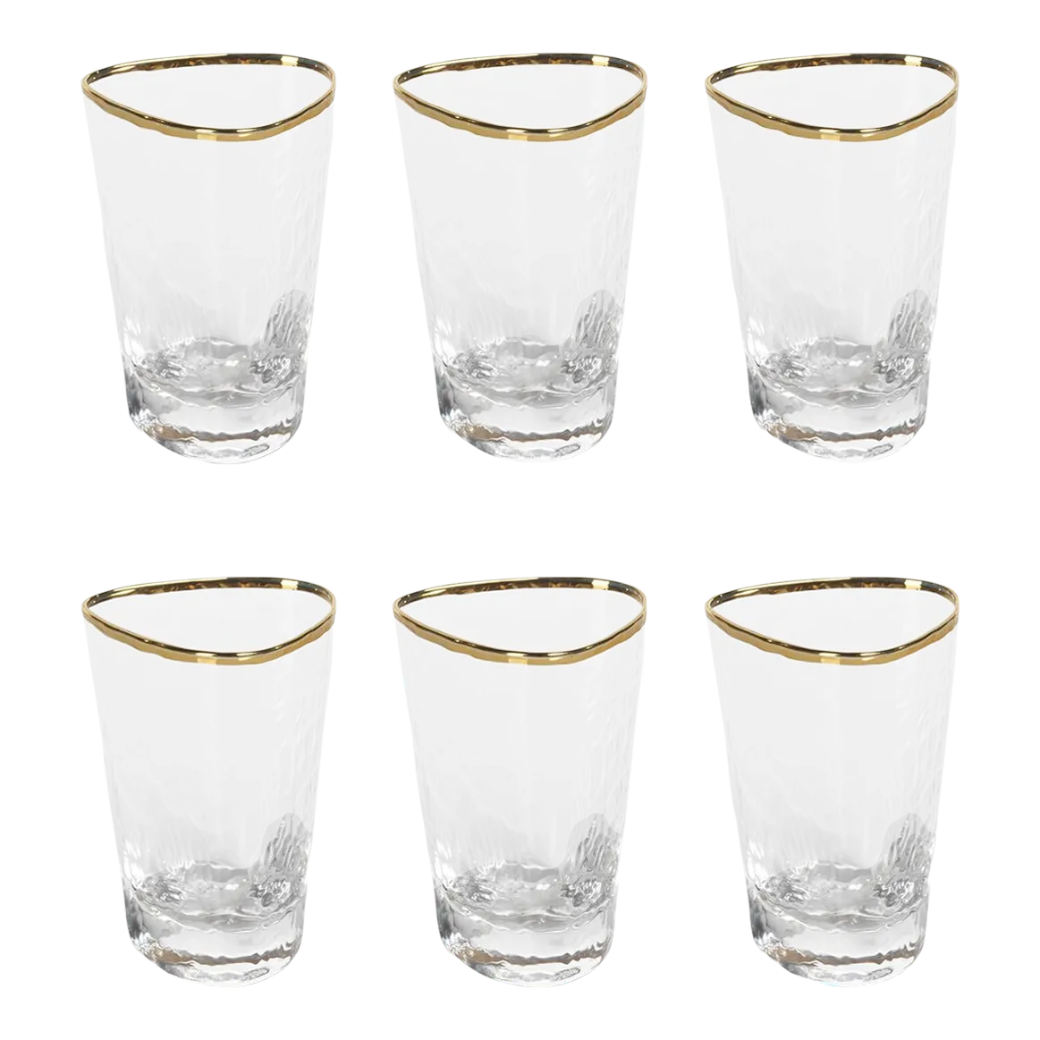 Kampari Triangular Shot Glasses with Gold Rim, Set of 6 | Chairish