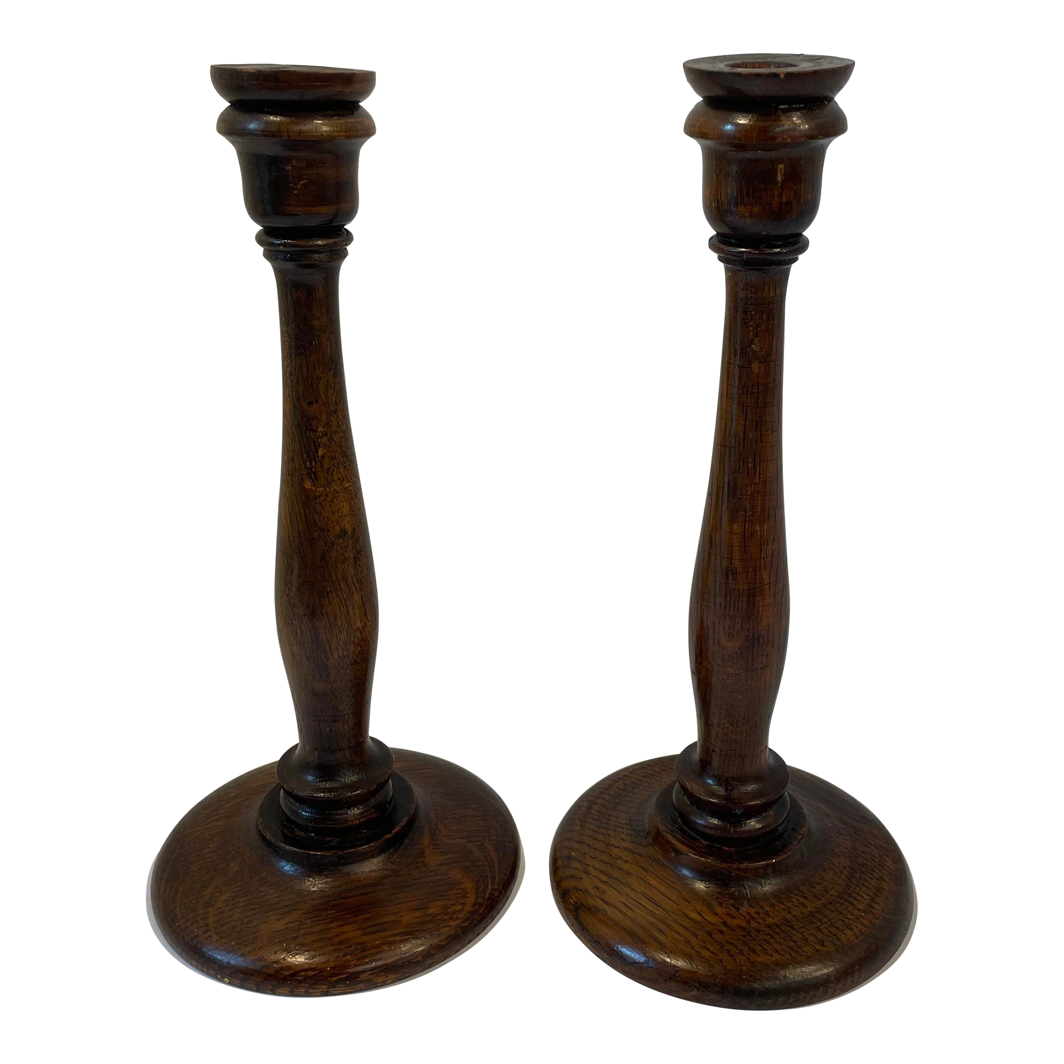 Vintage Wooden Candlesticks - a Pair | Chairish