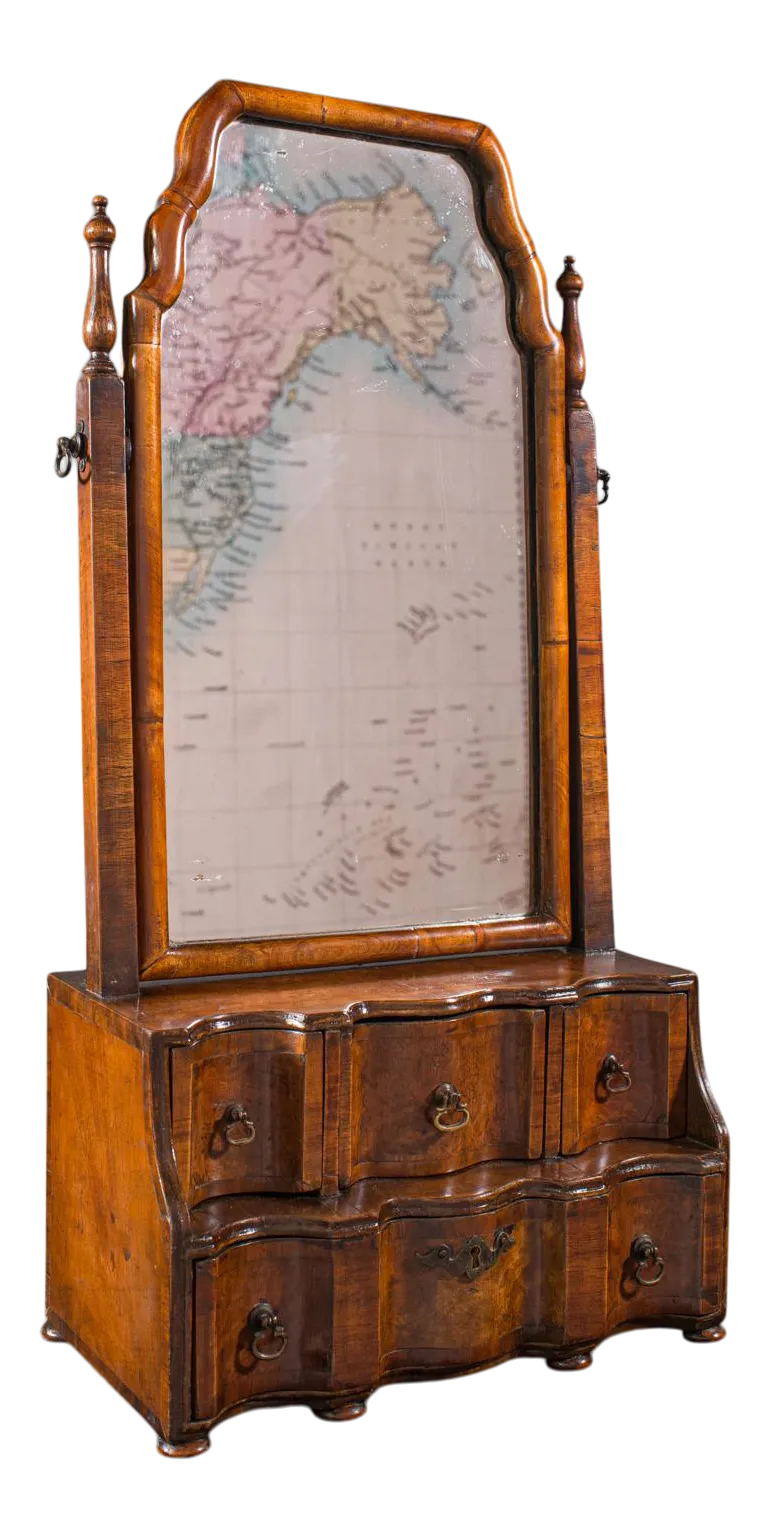 1880s Antique Victorian English Walnut Bureau Mirror | Chairish