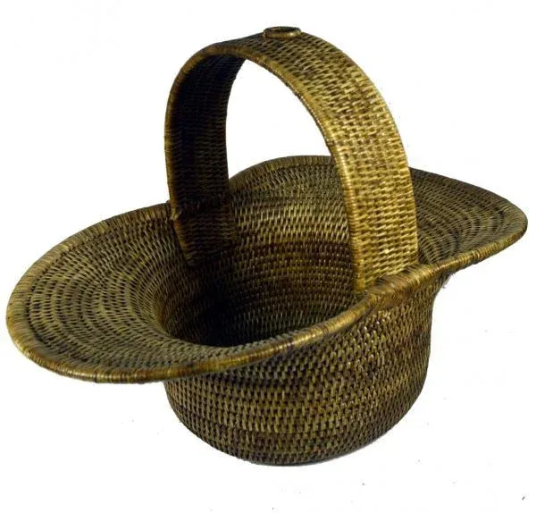 Burmese Hand Woven Hat Basket | Chairish