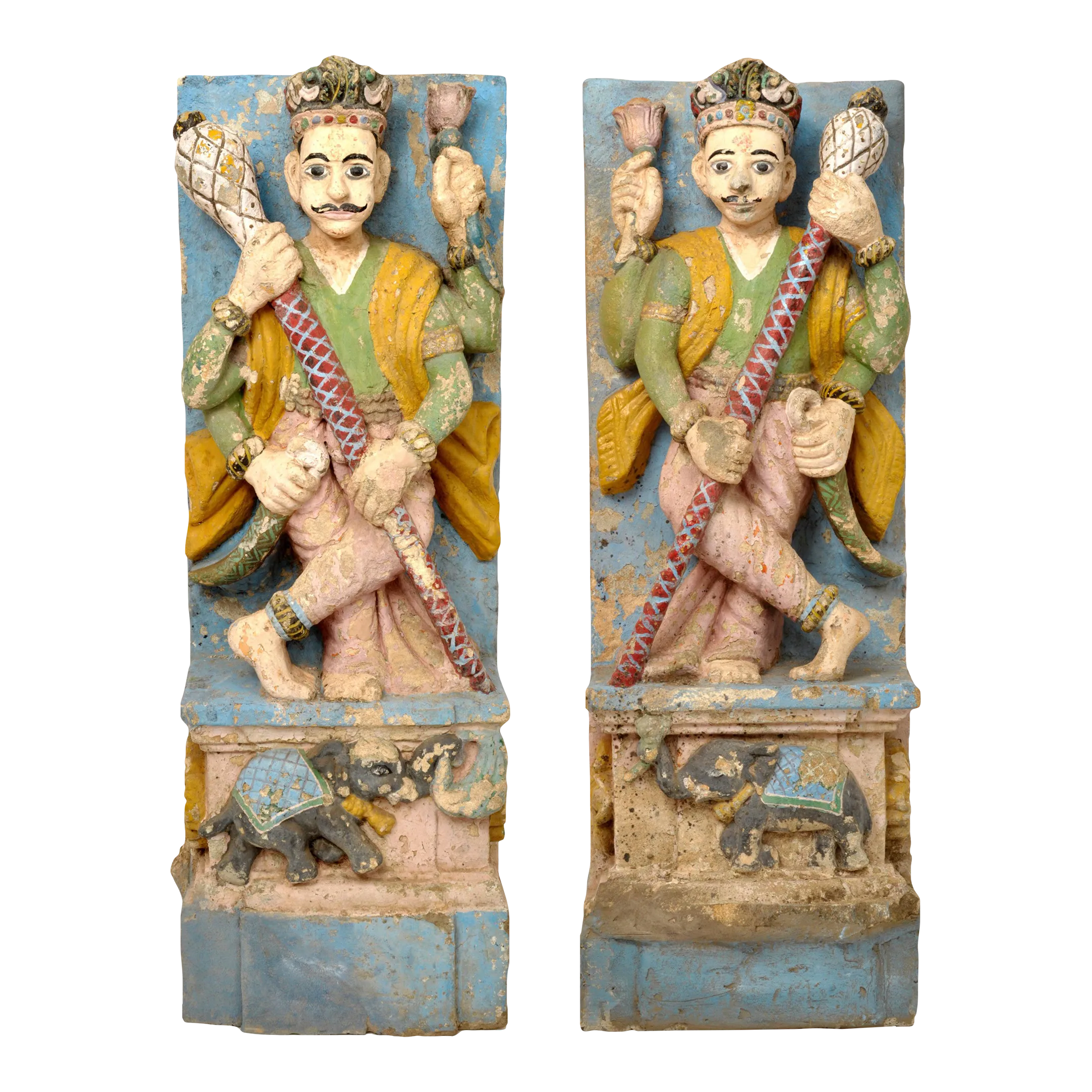 Antique 19th Century Indian Hindu Carved Stone Temple Guard Statues ...