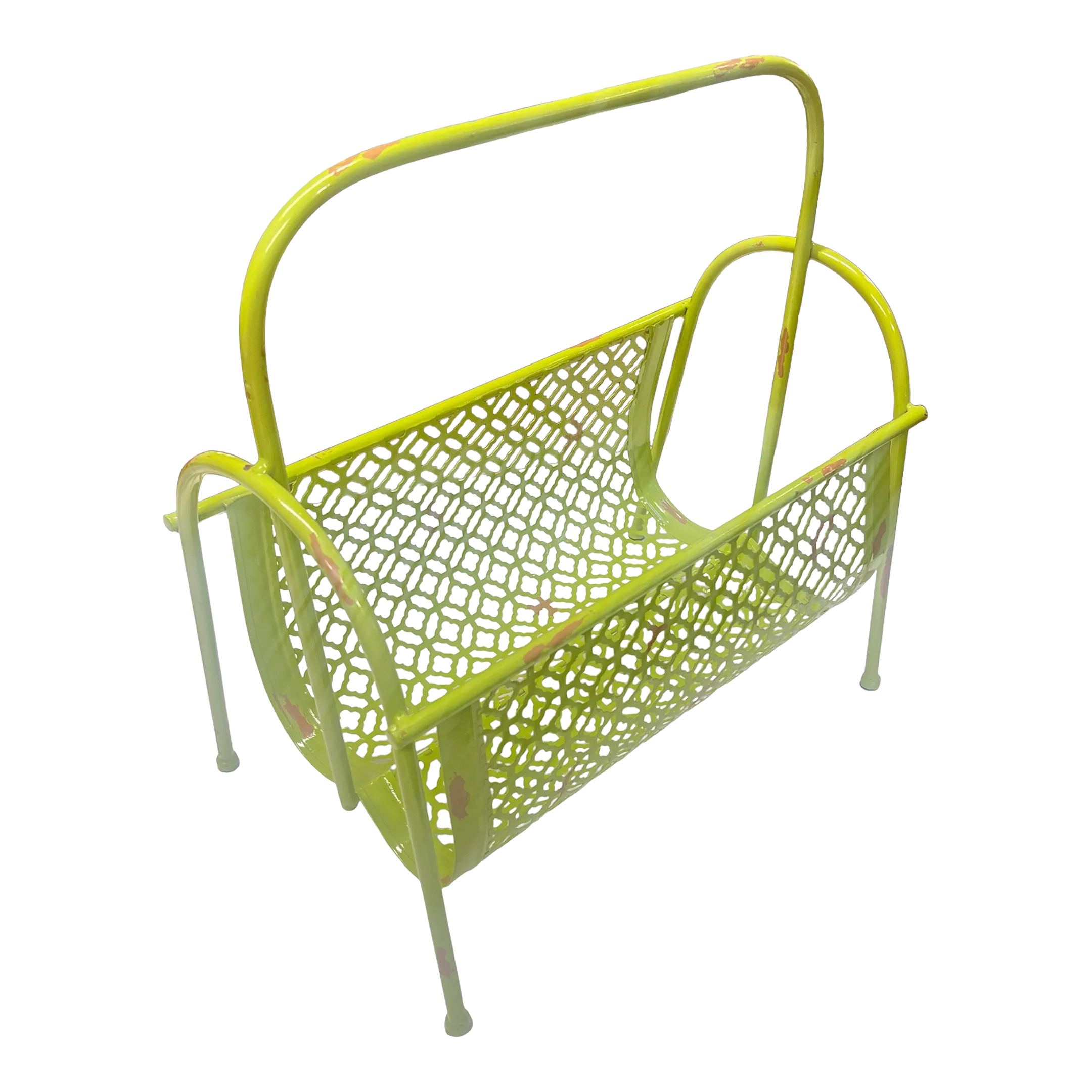 1960s Vintage Mid-Century Green Metal Magazine Rack Recently Painted ...