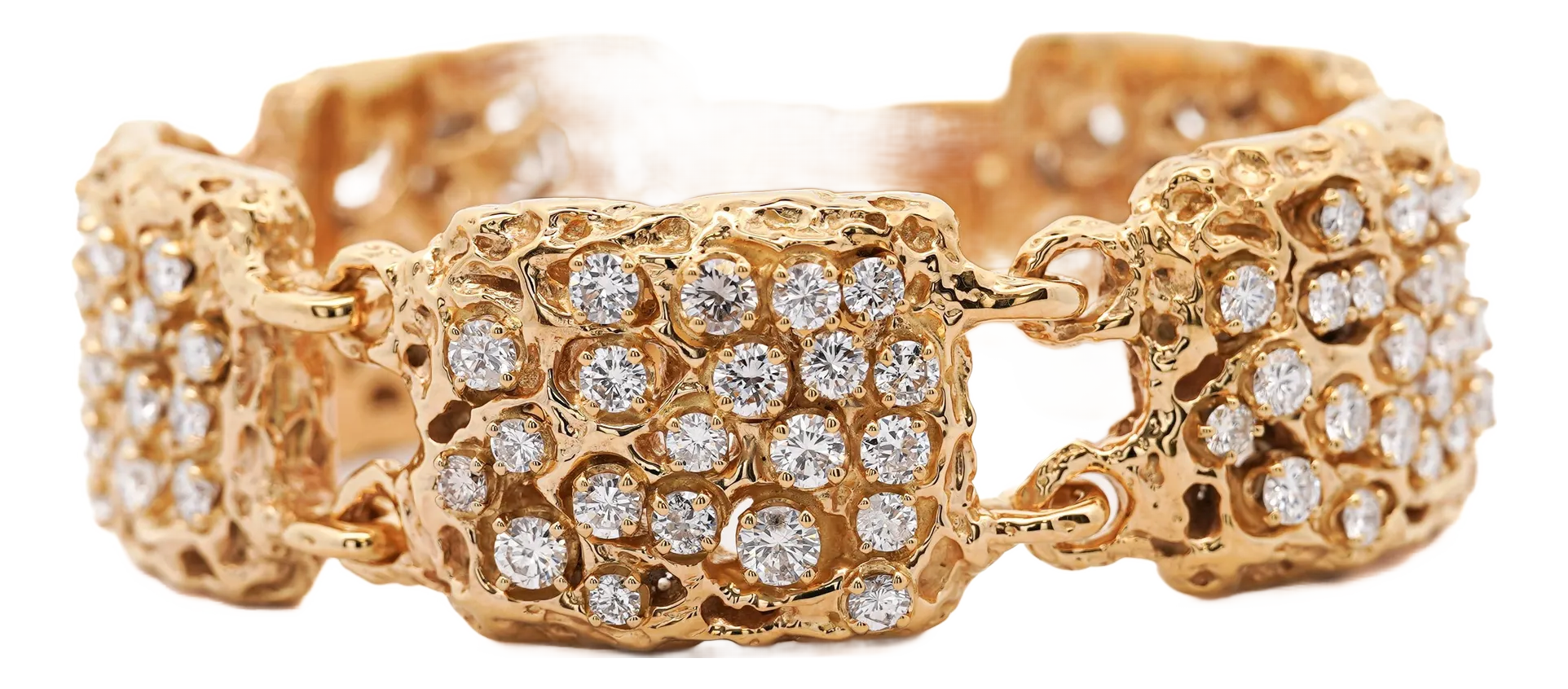 Vintage Diamond 5-Link 14k Gold Nugget Bracelet - Great Gifts Club