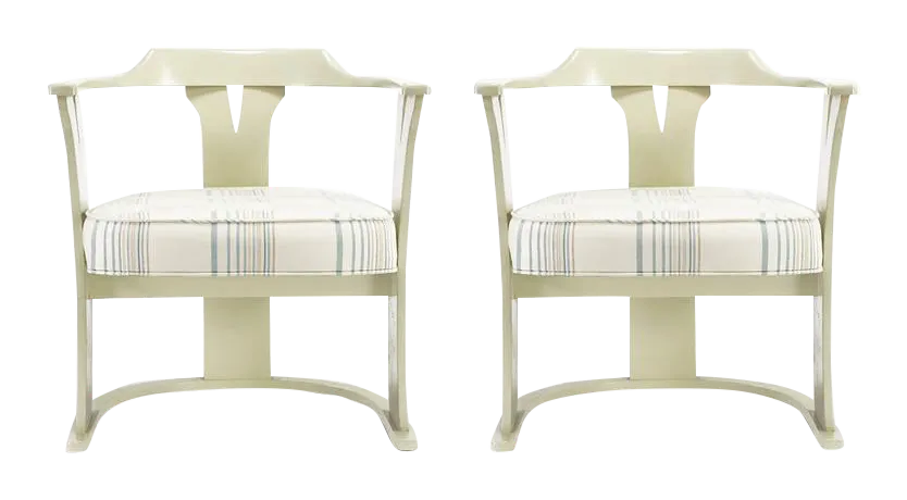 Bone Lacquer Sled Base Barrel Chairs - a Pair | Chairish