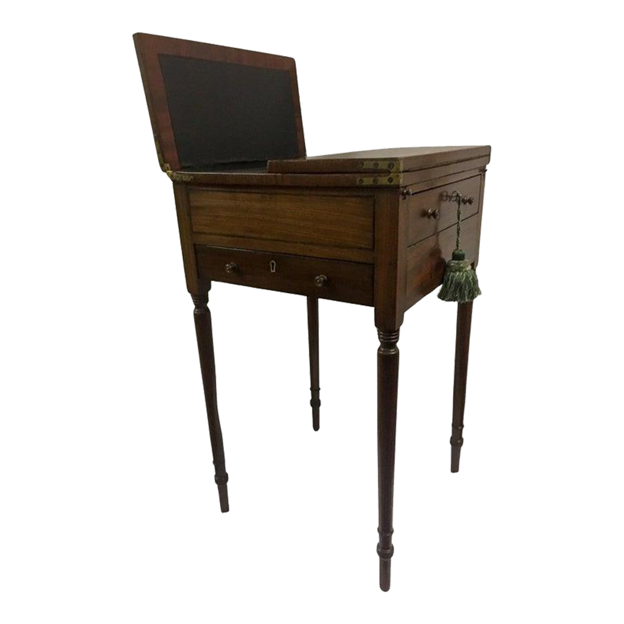 American Flip-Top Writing Table W/Leather Insert & Two Drawers W ...