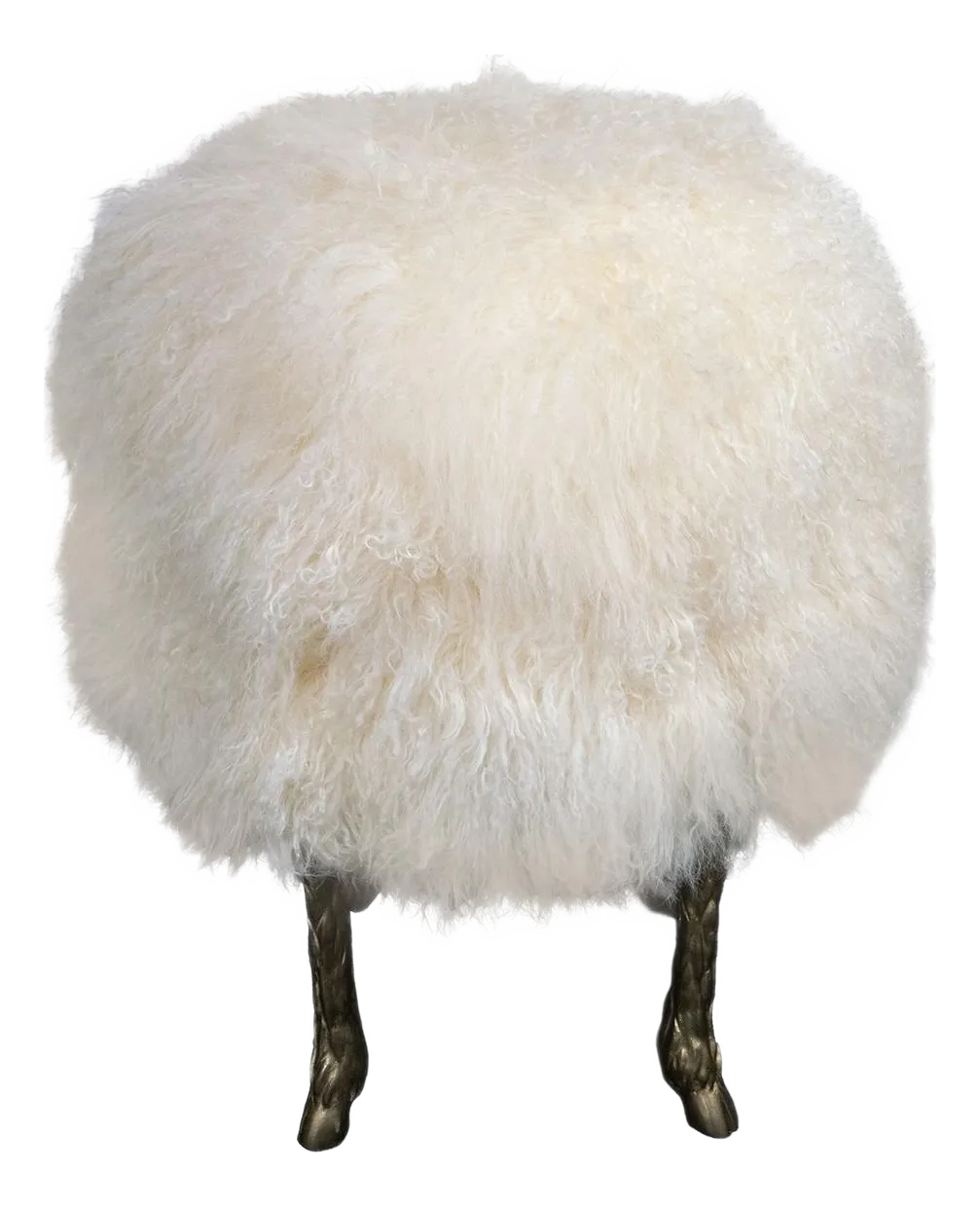 Sheepskin Stool/Ottoman With Cast Brass Sheep Legs | Chairish