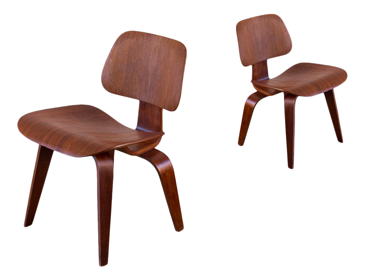 Early Eames Walnut Dcw Chairs for Herman Miller - a Pair | Chairish