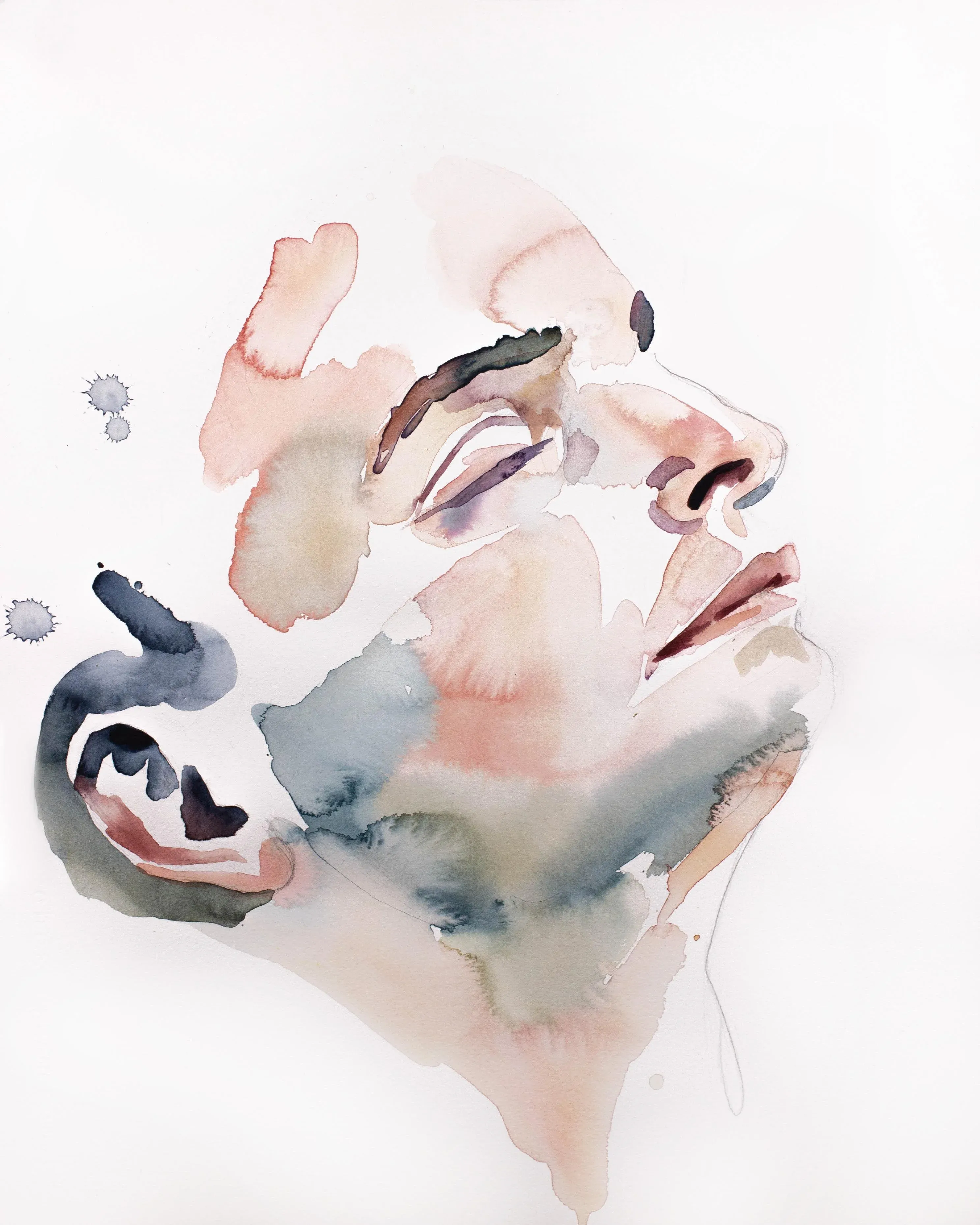 "Lifted No. 3" Contemporary Original Expressionist Portrait Watercolor ...