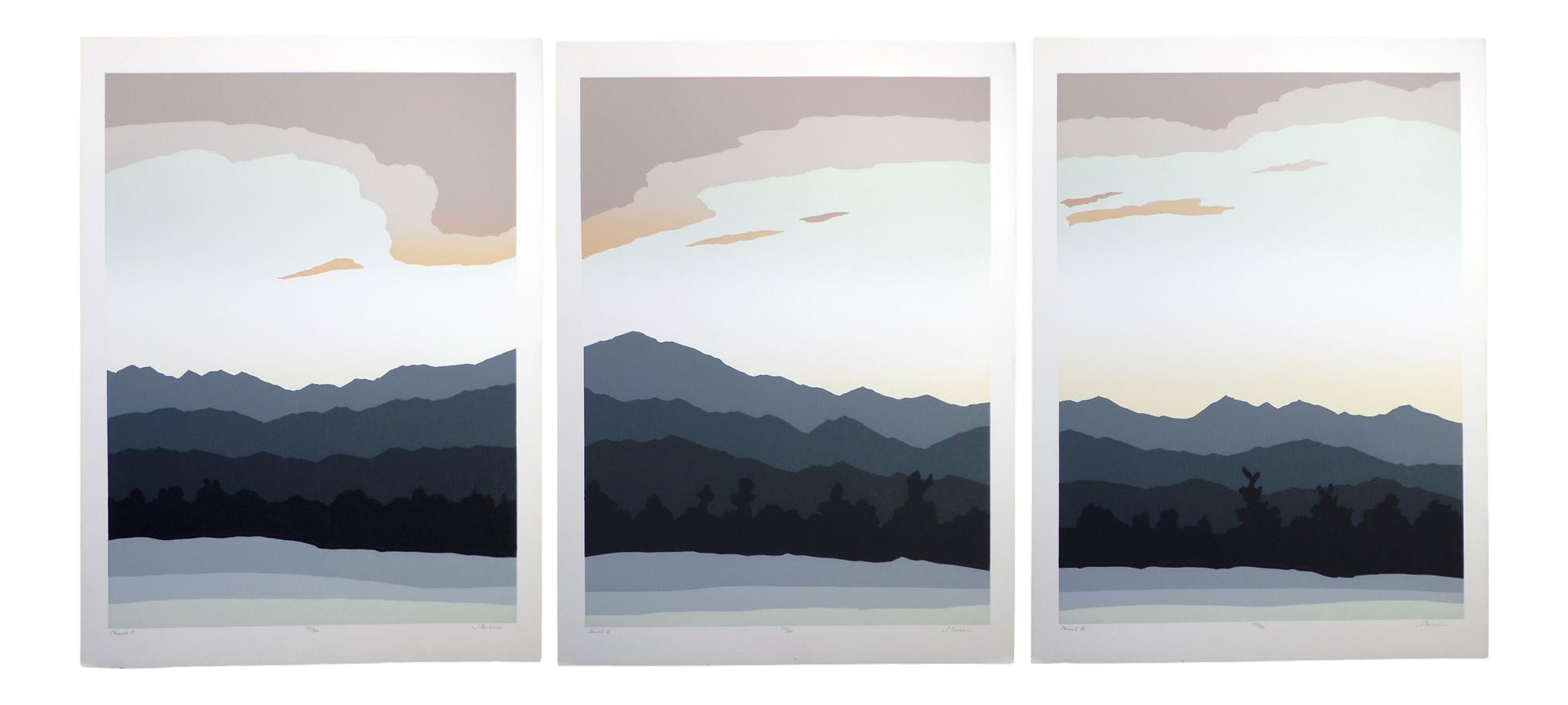 1980s "Chinook I, II, III" Minimalist Landscape Triptych Serigraph by ...