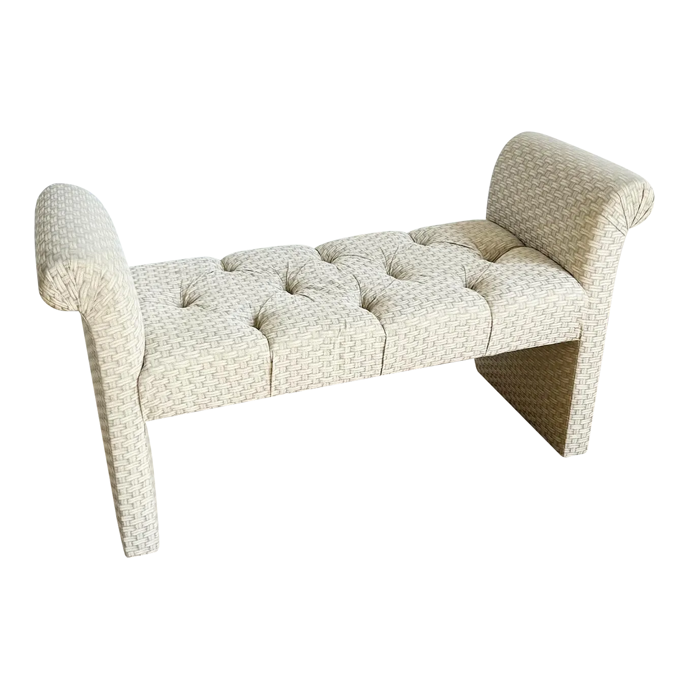 Postmodern Light Green Flared Tufted Bench | Chairish