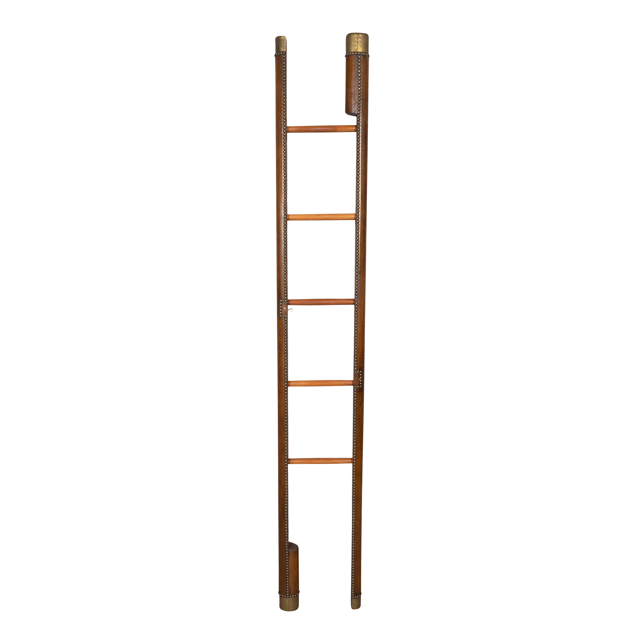 Regency Style Leather and Brass Stick Ladder | Chairish