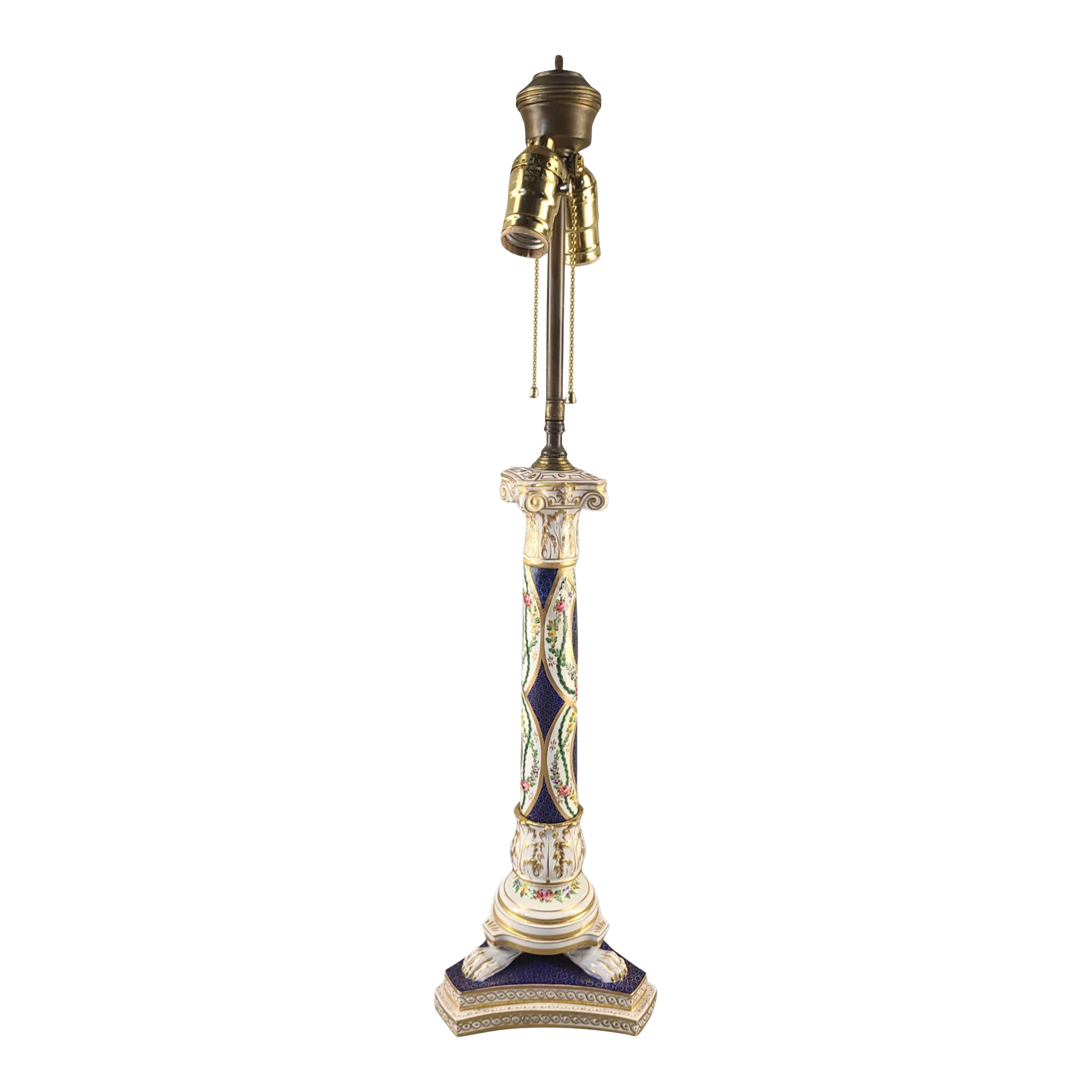 Mid 20th Century Vintage Dresden Classical Greek Column Painted Floral ...