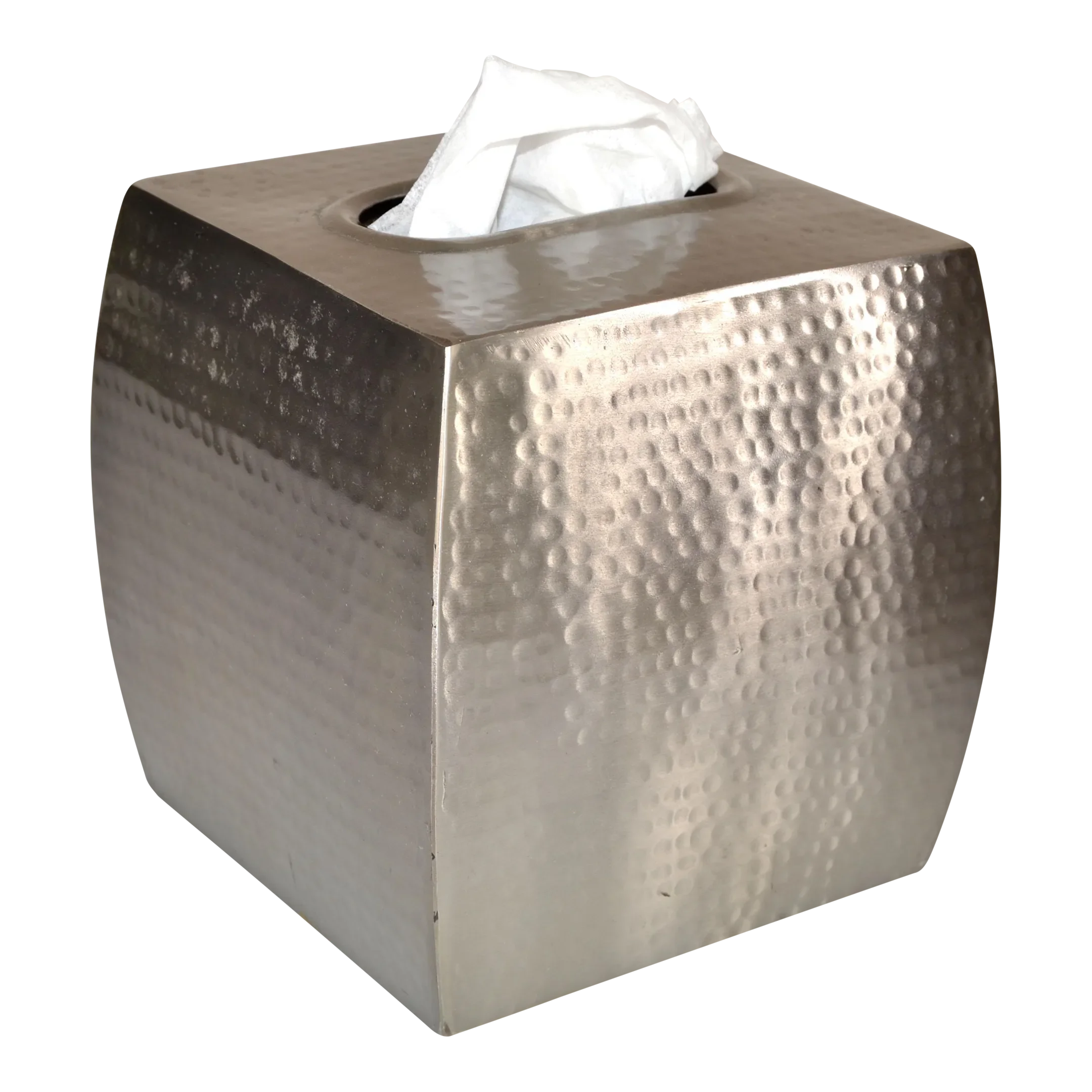 Vintage Cube Hand Hammered Stainless Steel Tissue Boutique Box Cover ...