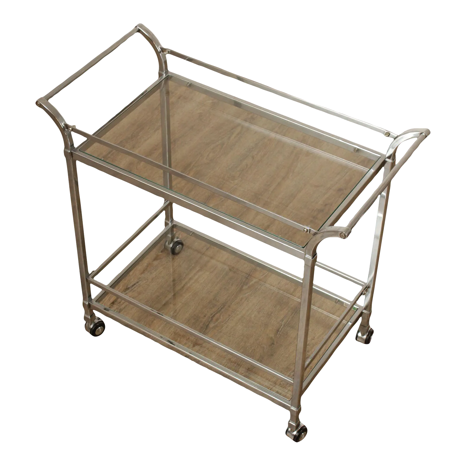 Vintage Chrome & Glass Trolley or Bar Cart | Chairish