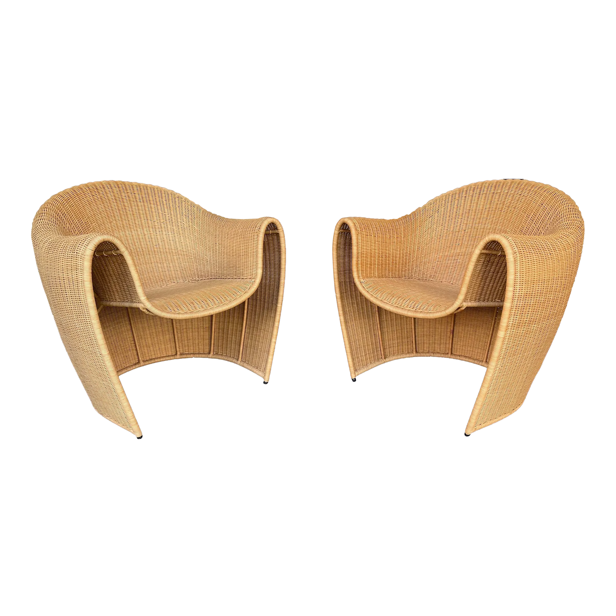 Pair of King Tubby Rattan Armchairs by Platt & Young for Driade, Italy ...