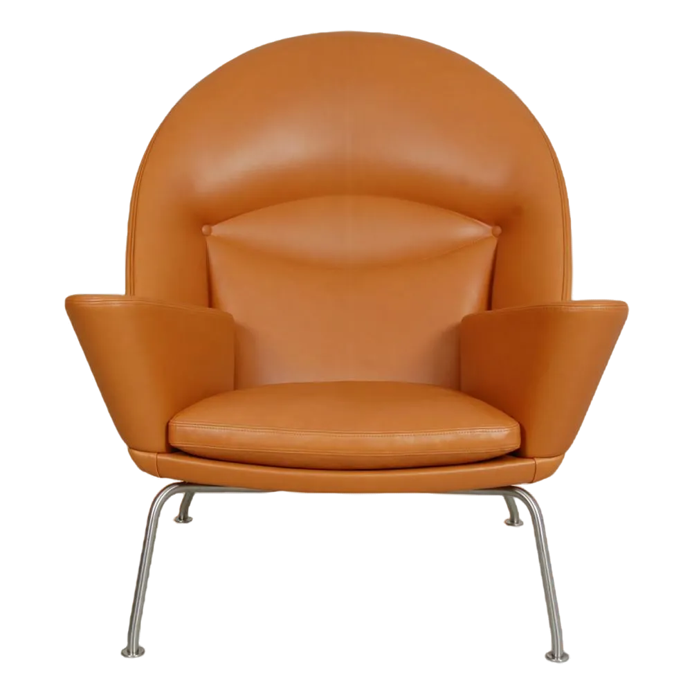 Oculus Lounge Chair in Cognac Anilin Leather by Hans Wegner for Carl Hansen Son 2000s Chairish