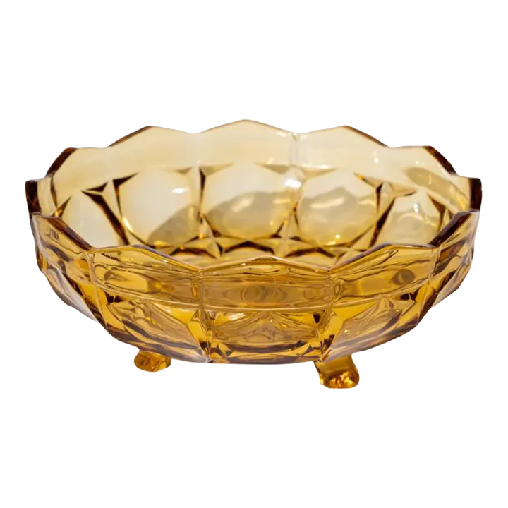 Vintage Amber Glass Fruit Bowl Chairish
