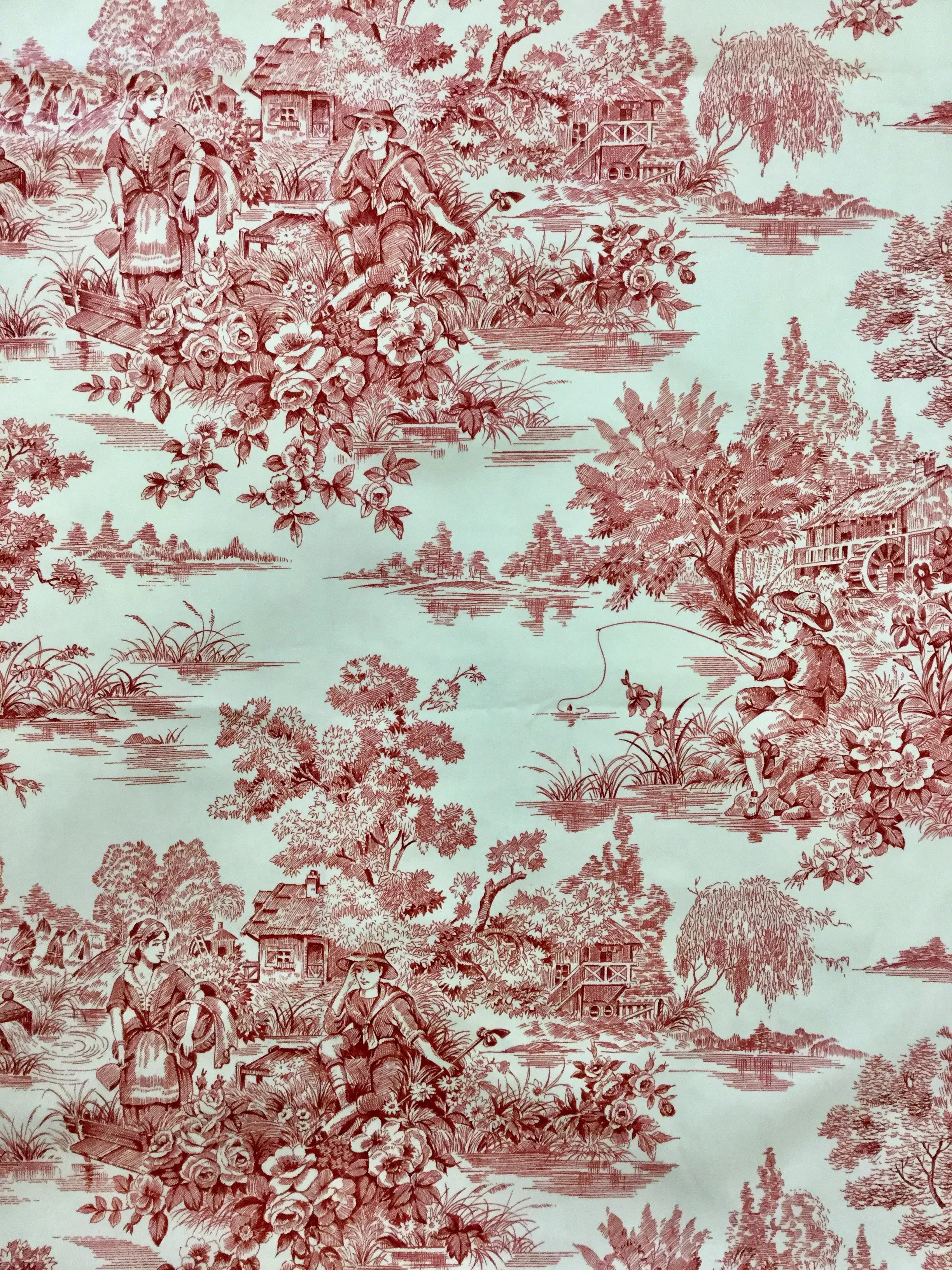 Waverly Cotton Satin Twill Woodland Toile Linen Upholstery Fabric ...