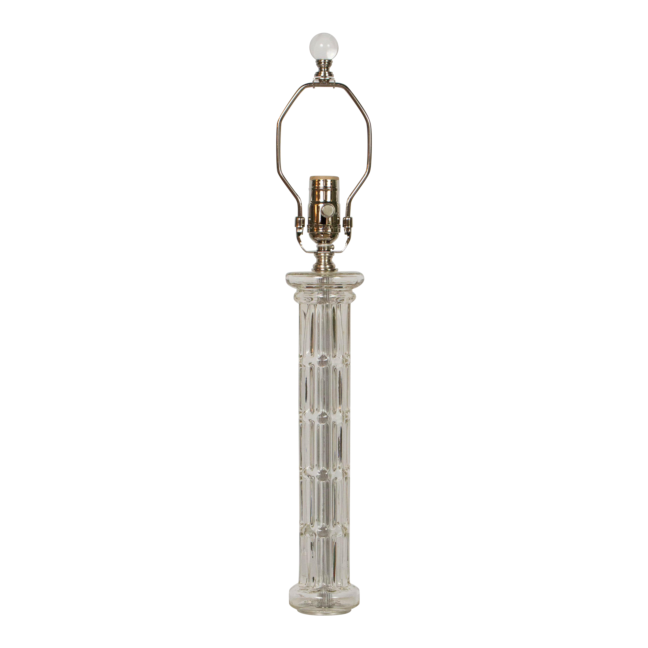 Mid 20th Century Glass Column Lamp With White Marble Base | Chairish