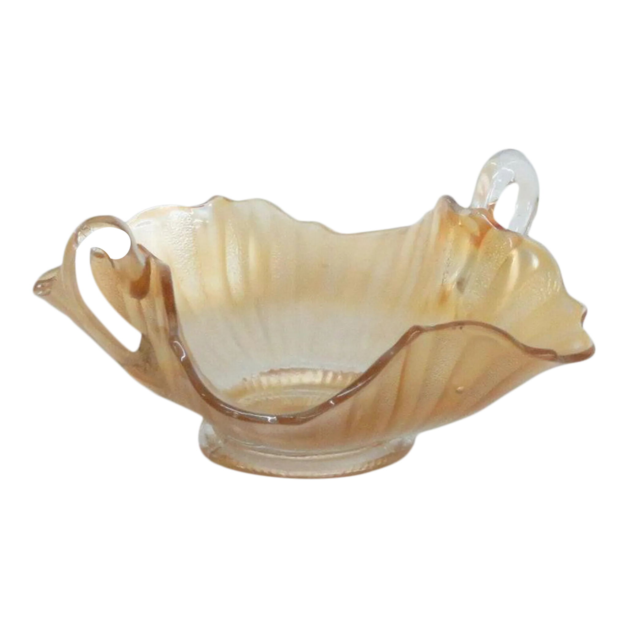 Fenton Stippled Rays Style Marigold Carnival Glass Bonbon Dish Two ...