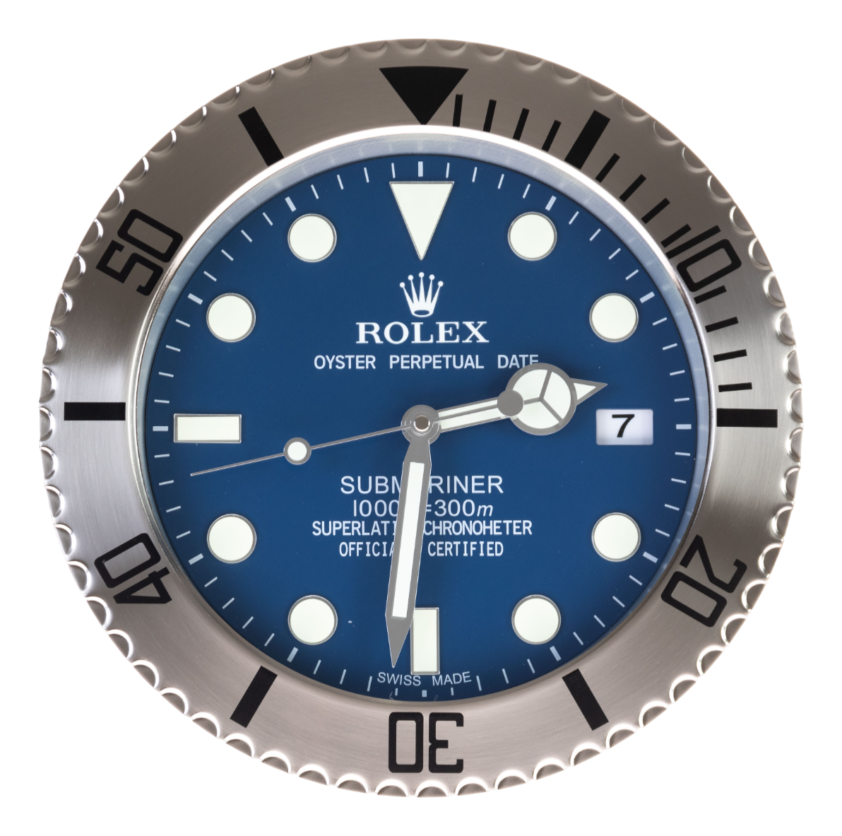 Oyster Perpetual Silver Blue Submariner Wall Clock from Rolex | Chairish