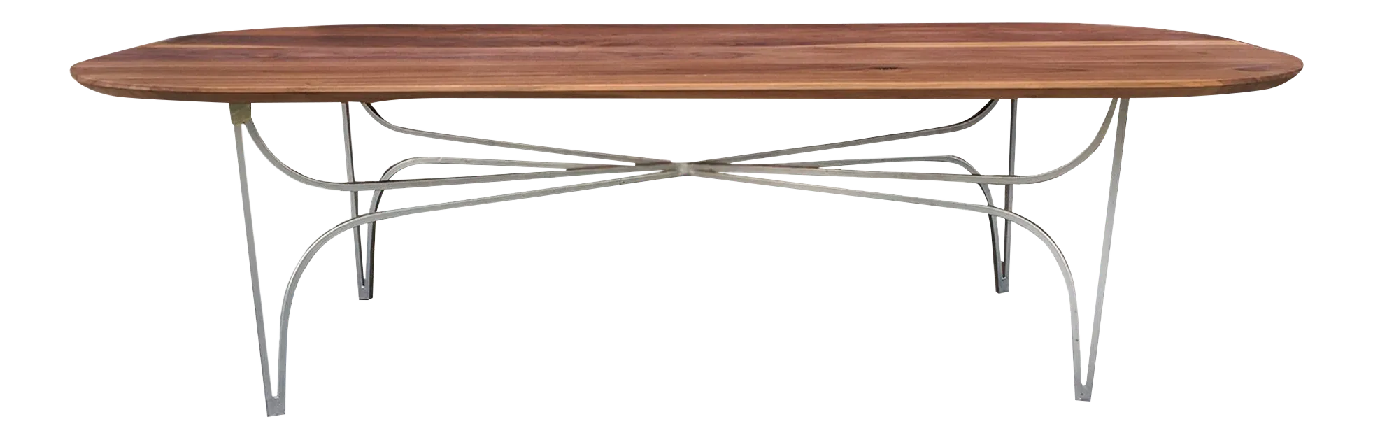 Custom Walnut & Metal Racetrack Coffee Table | Chairish