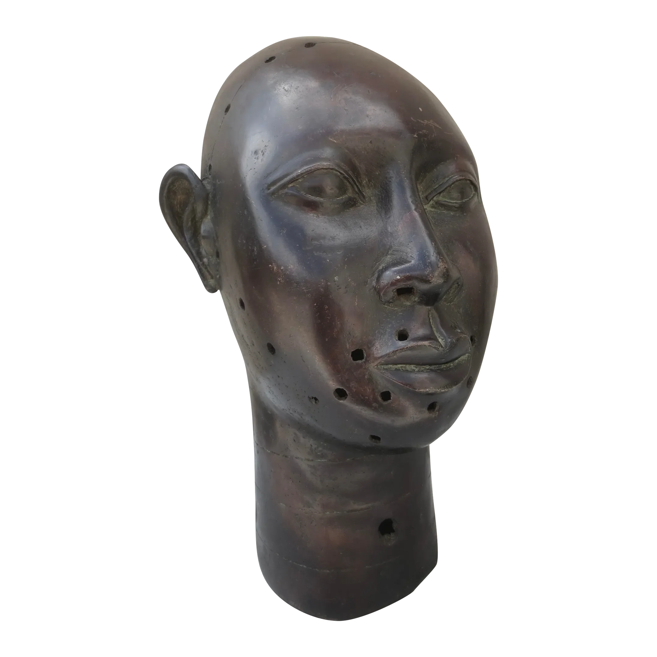 Classic Benin African Bronze Ancestor Head Circa 70s | Chairish