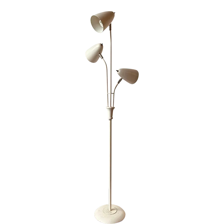 Mcm Three-light White Articulating Floor Lamp | Chairish