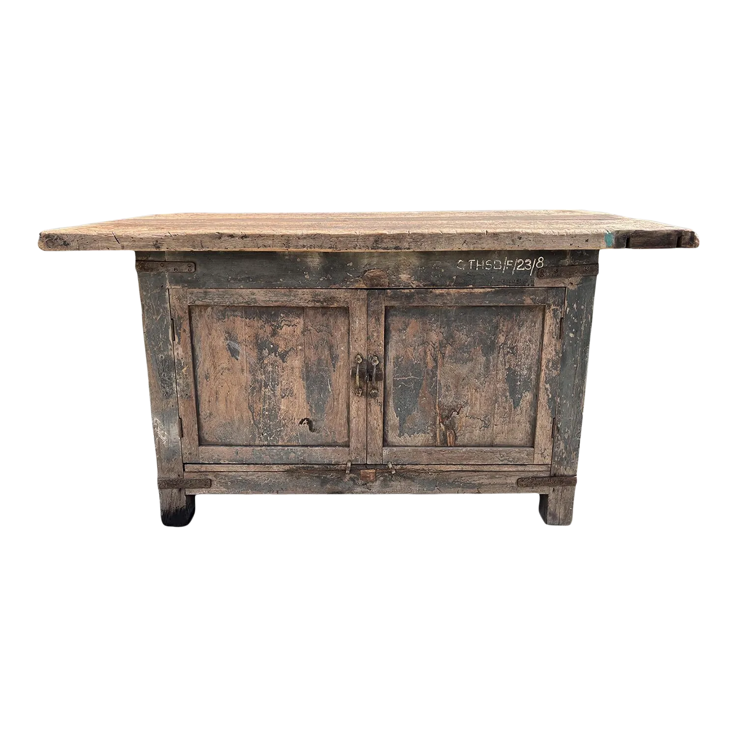 Early 20th Century Old Antique Factory Work Table / Cabinet | Chairish