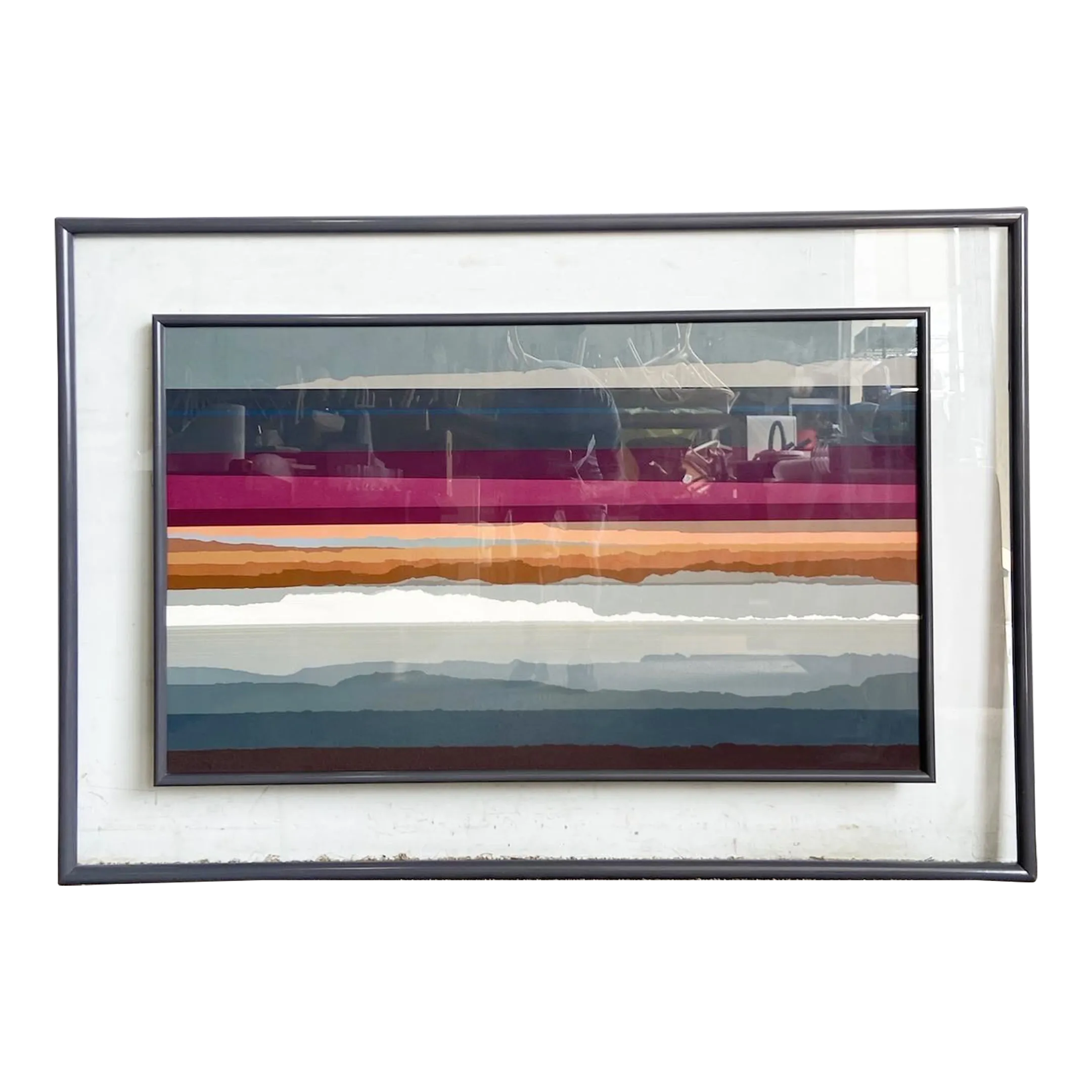 Abstract Landscape Signed and Acrylic Framed Lithograph 84/285 | Chairish