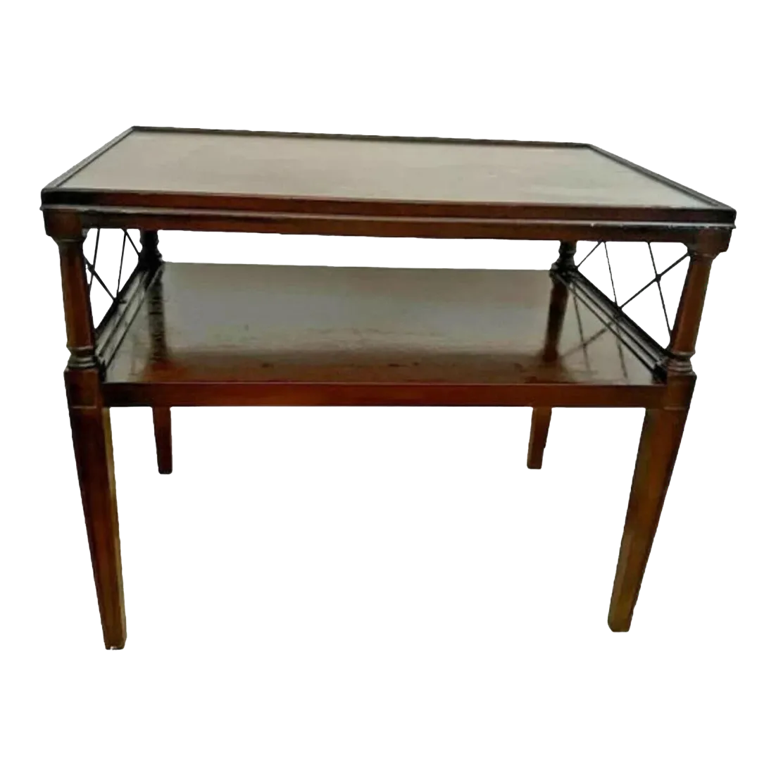 1950s Vintage Hekman Table Bottom Shelf Two Tier Mahogany | Chairish