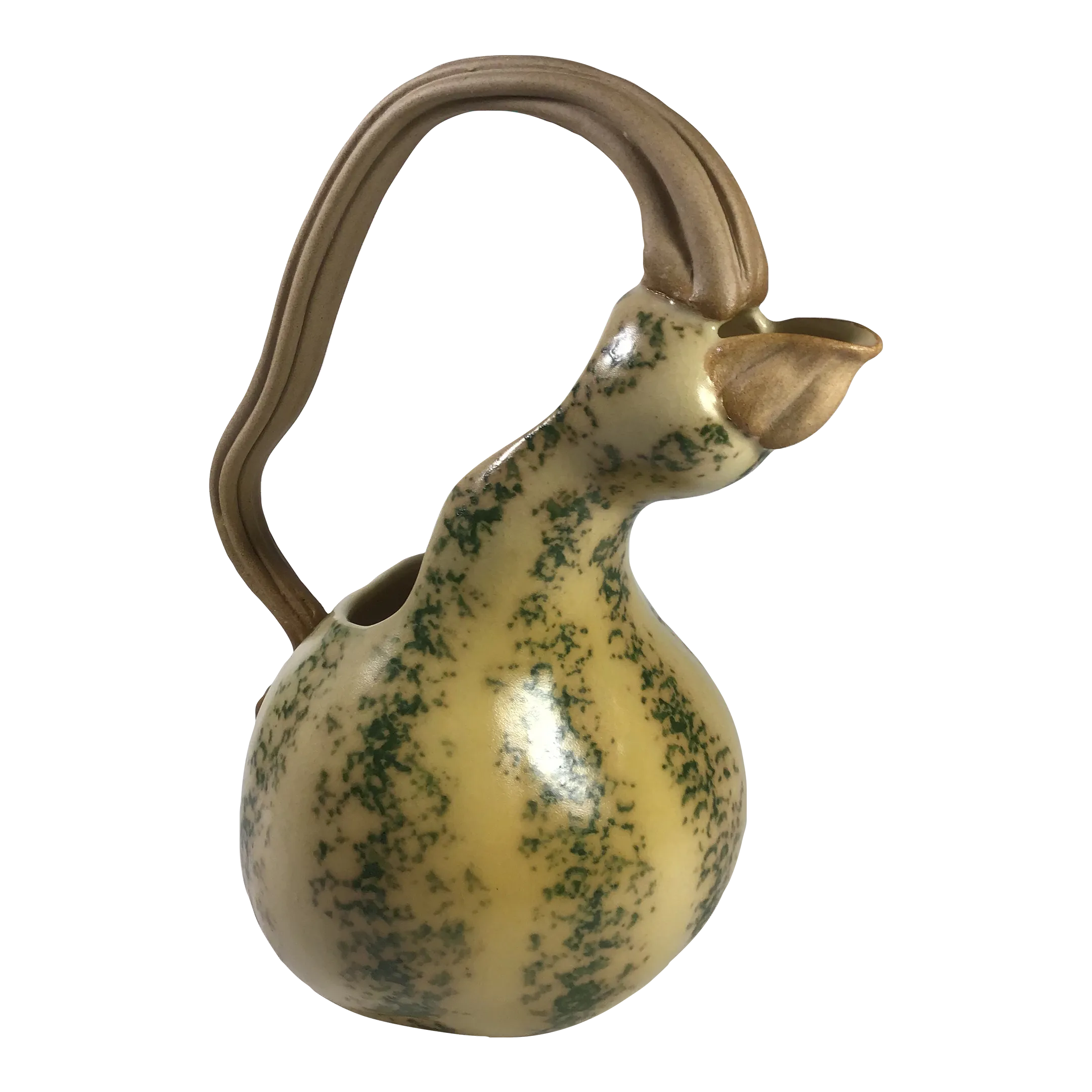 1999 Patricia Garrett Handmade American Pottery Gourd Pitcher | Chairish