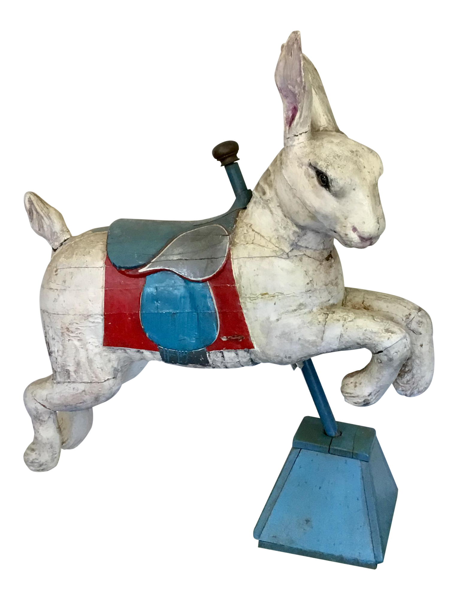 19th Century French Carved Juvenile Carousel Rabbit | Chairish