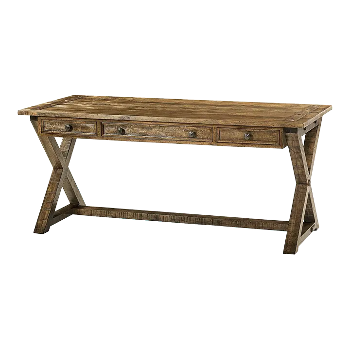 Rustic Country Walnut Desk - Light Driftwood finish | Chairish