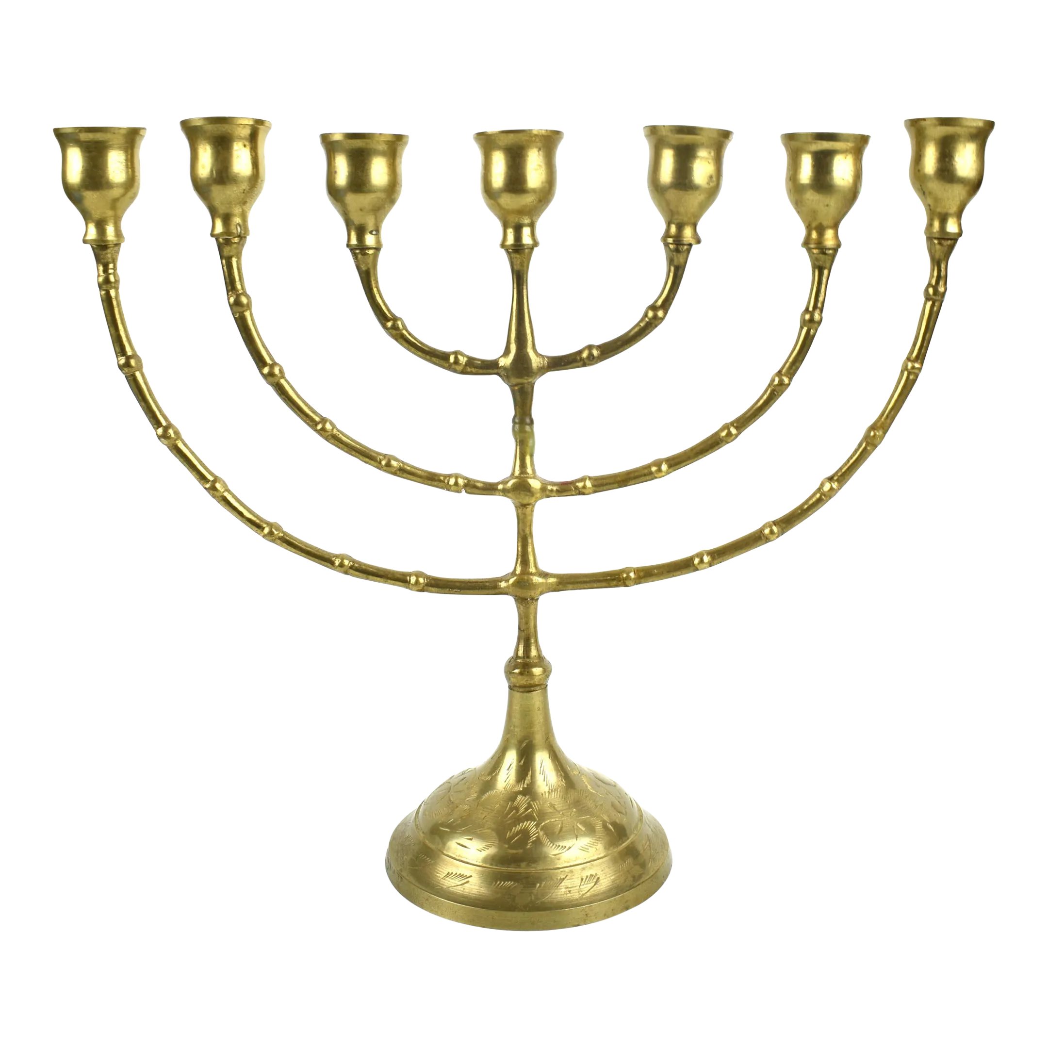 Mid 20th Century Solid Brass Seven Branches Menorah Candle Holder ...