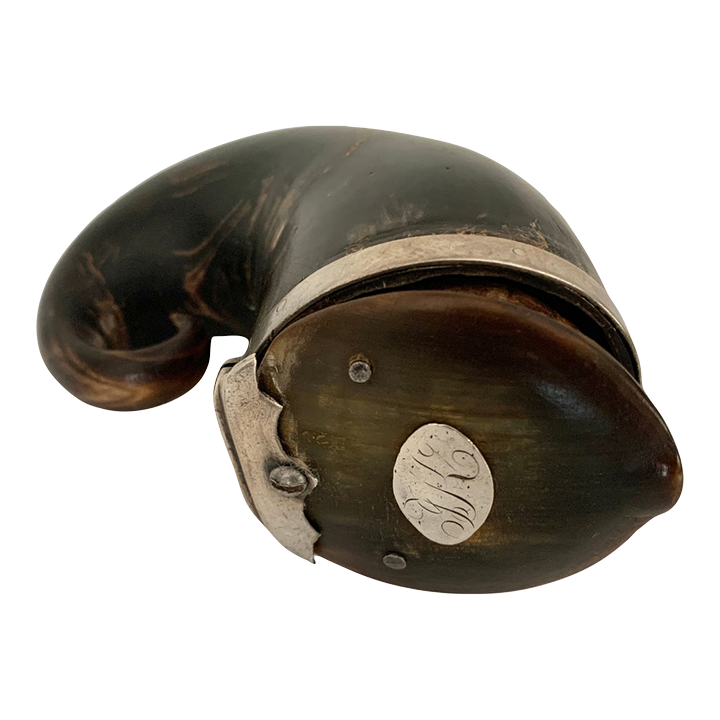 19th Century Scottish Rams Horn Snuff Mull With Monogram | Chairish