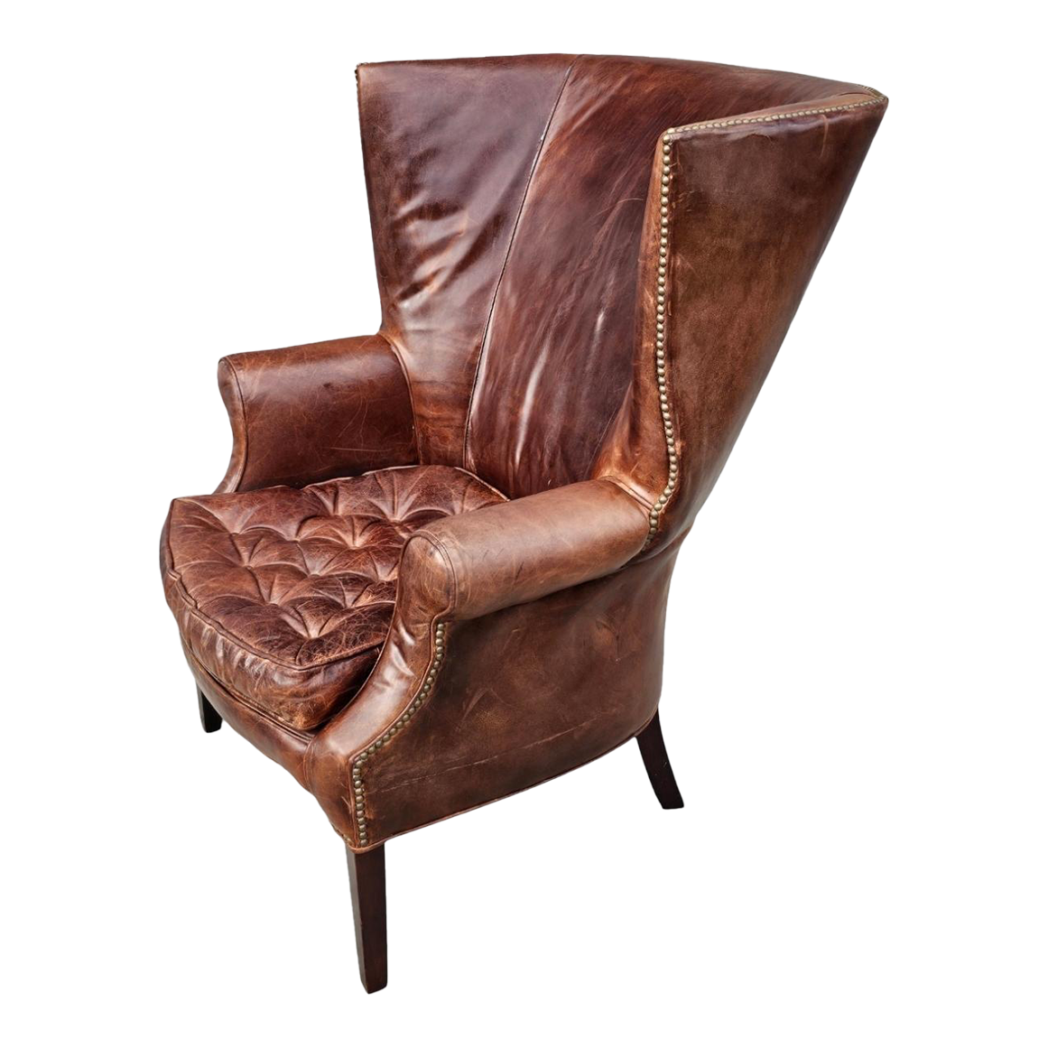 Restoration Hardware Drake Leather Wingback Chair Chairish