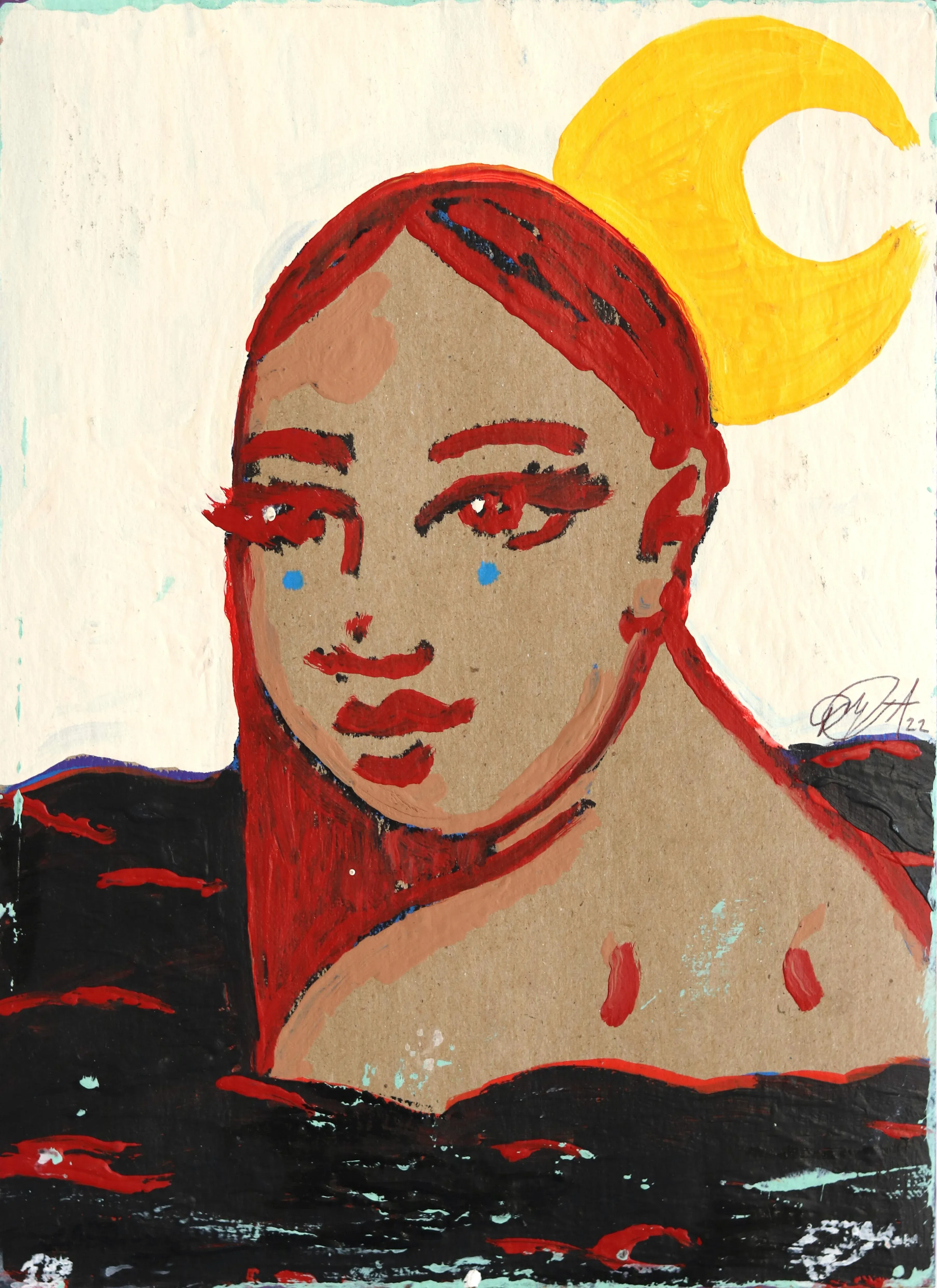 "Morena" Original Mixed-Media Portrait Painting by Danny Brown | Chairish