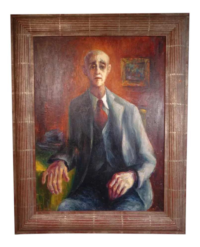 Circa 1940s "Portrait of an Old Friend" Oil Painting by Burr Singer ...