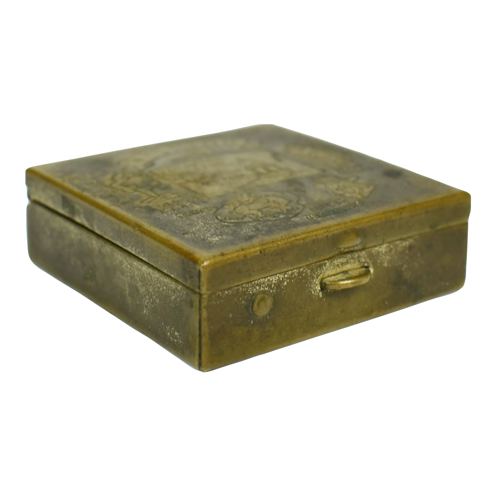 Mid 20th Century Solid Brass Square Hinged Pill Box | Chairish