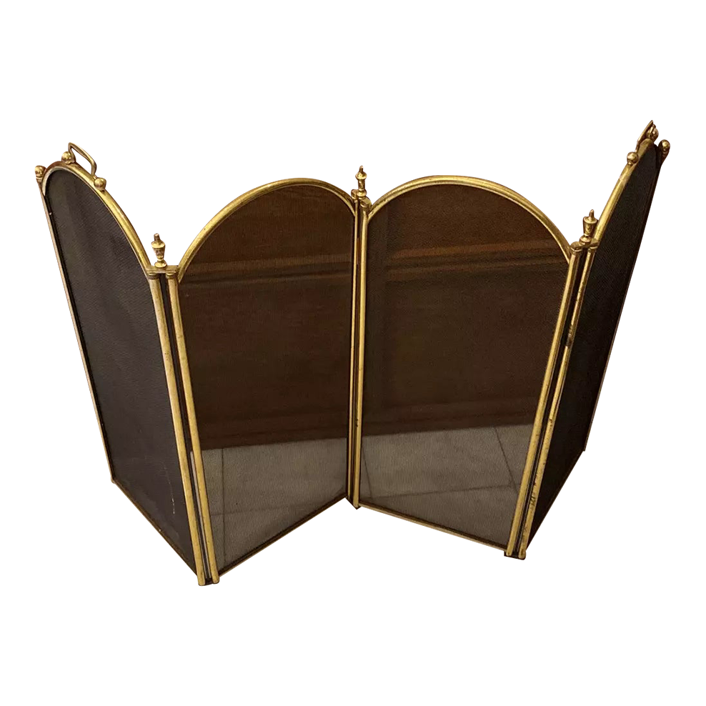 Vintage 4 Fold Screen Free Standing Solid Brass and Metal | Chairish