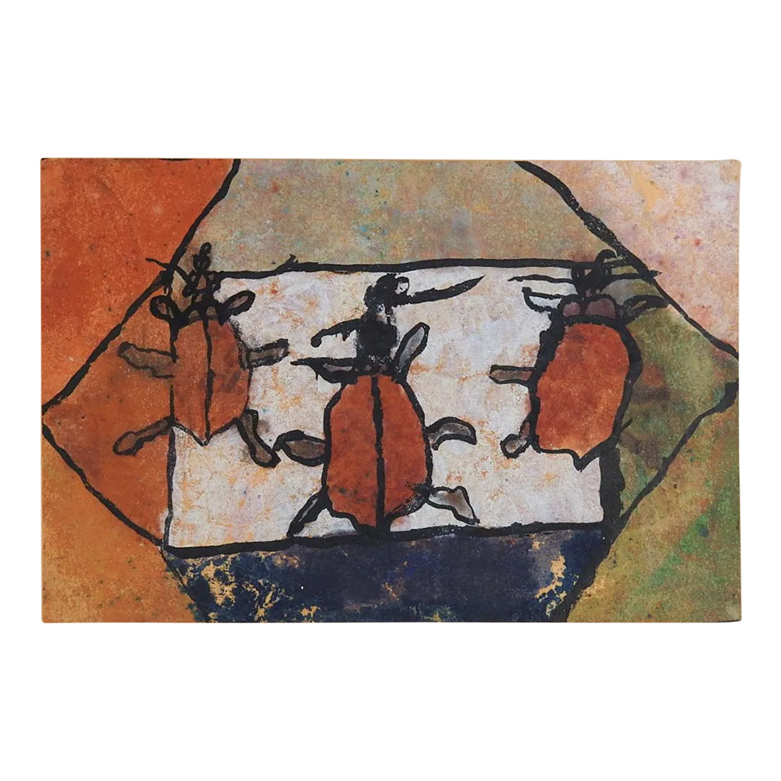 Contemporary Abstract Bug Batik Print | Chairish