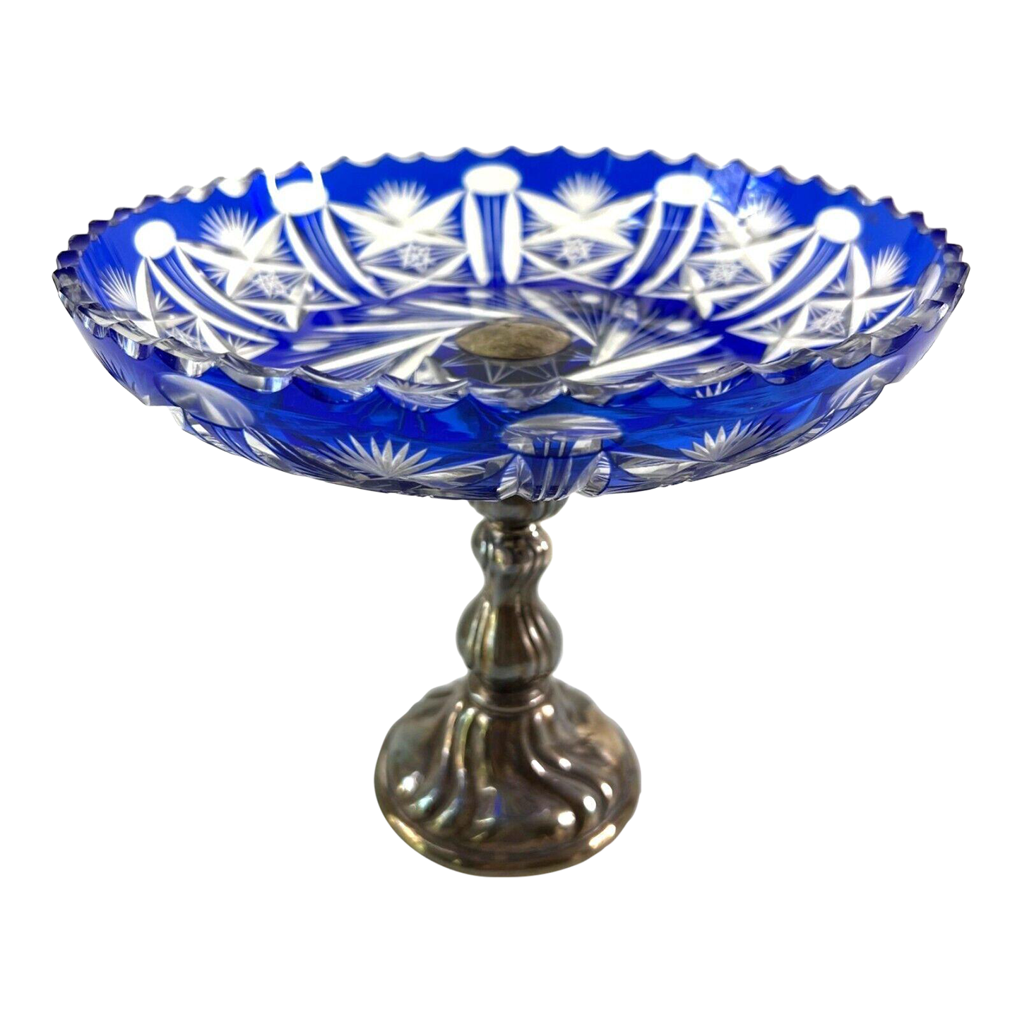 1930s Cobalt Crystal Centerpiece Pedestal Bowl Dish Hohmann & Katz ...