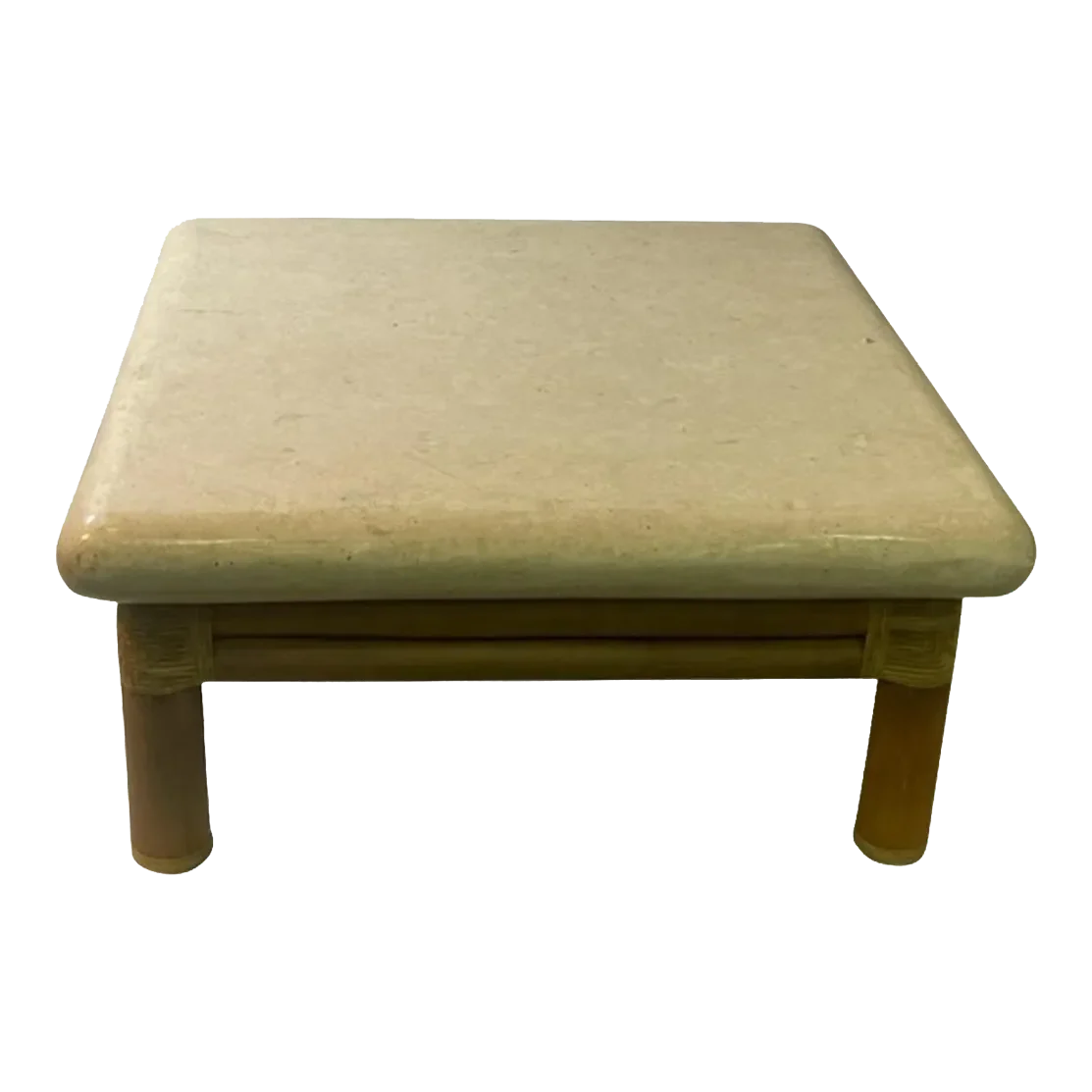 1970s Modern Travertine Resin & Bamboo Coffee Table | Chairish