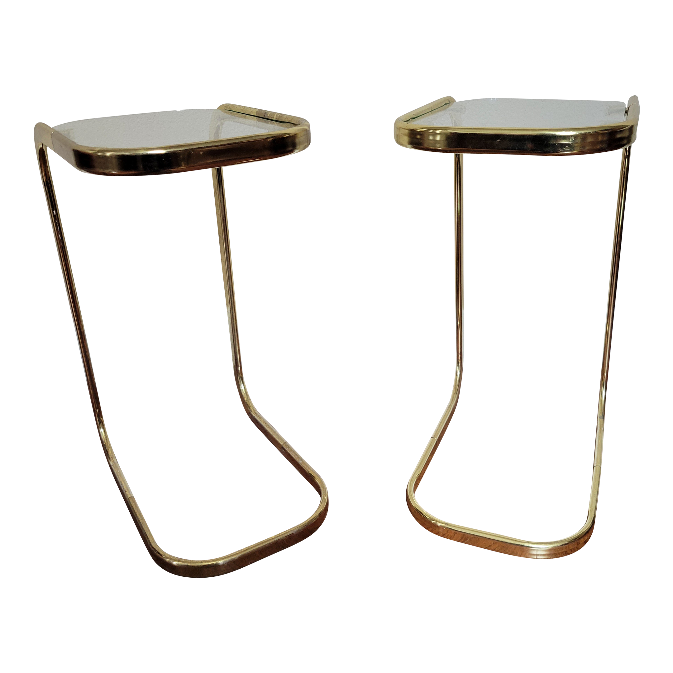 Mid-Century Modern Milo Baughman Style Brass Side Tables - a Pair ...