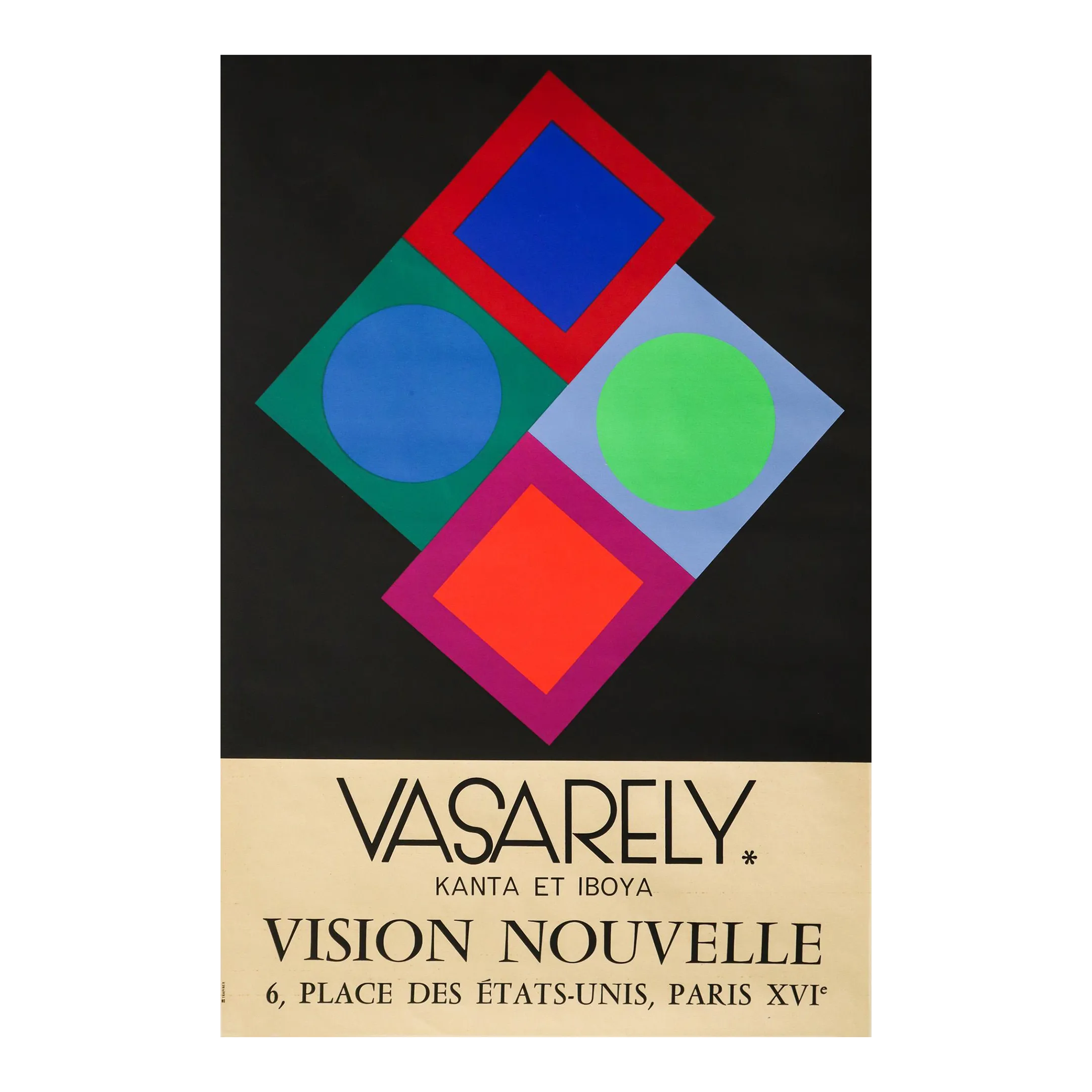 1960s French Exhibition Poster - Vasarely, Kanta Et Iboya, Vision ...